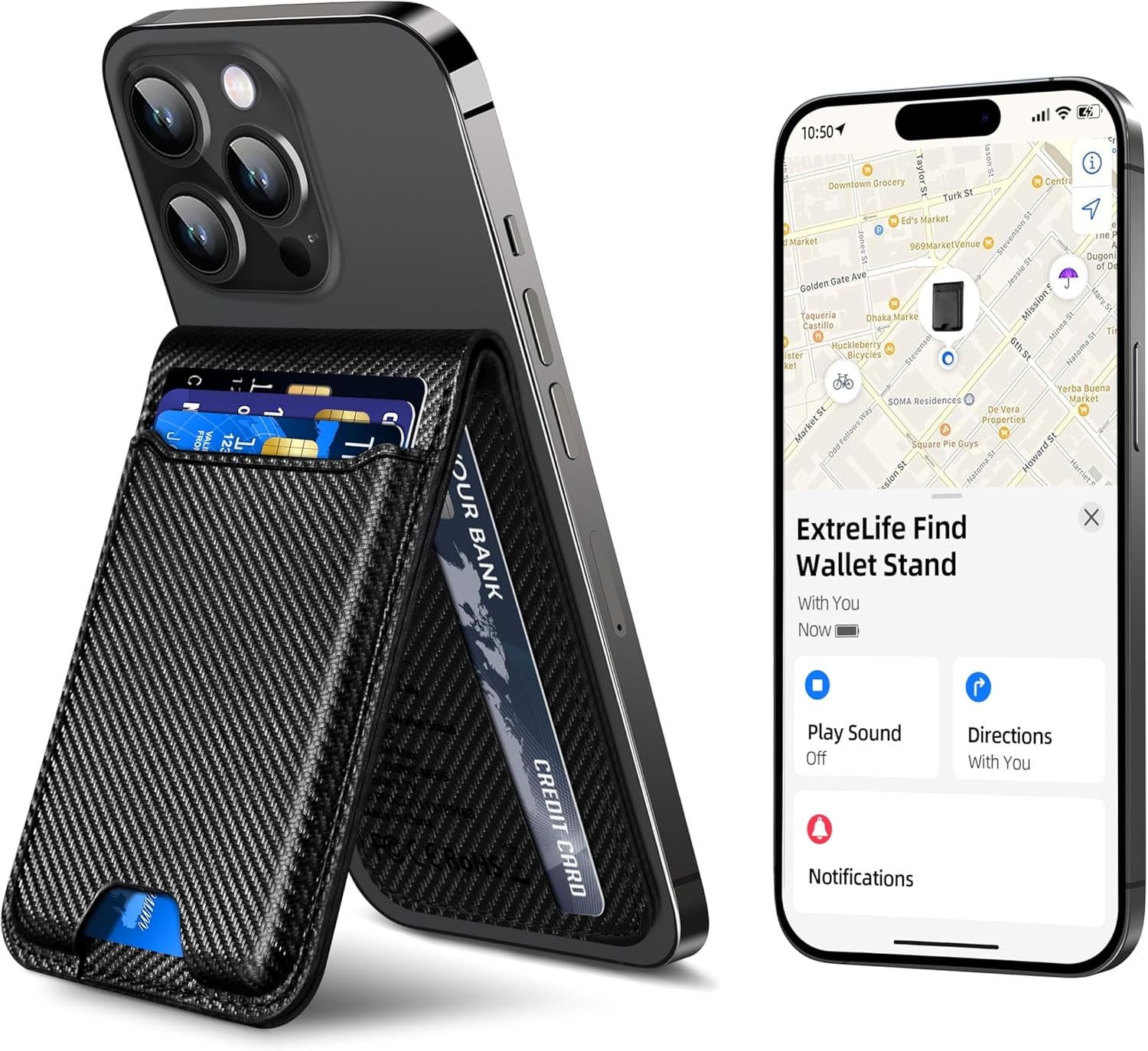 ExtreLife Trackable Card Wallet Works with iOS for Men Women | Anti ...