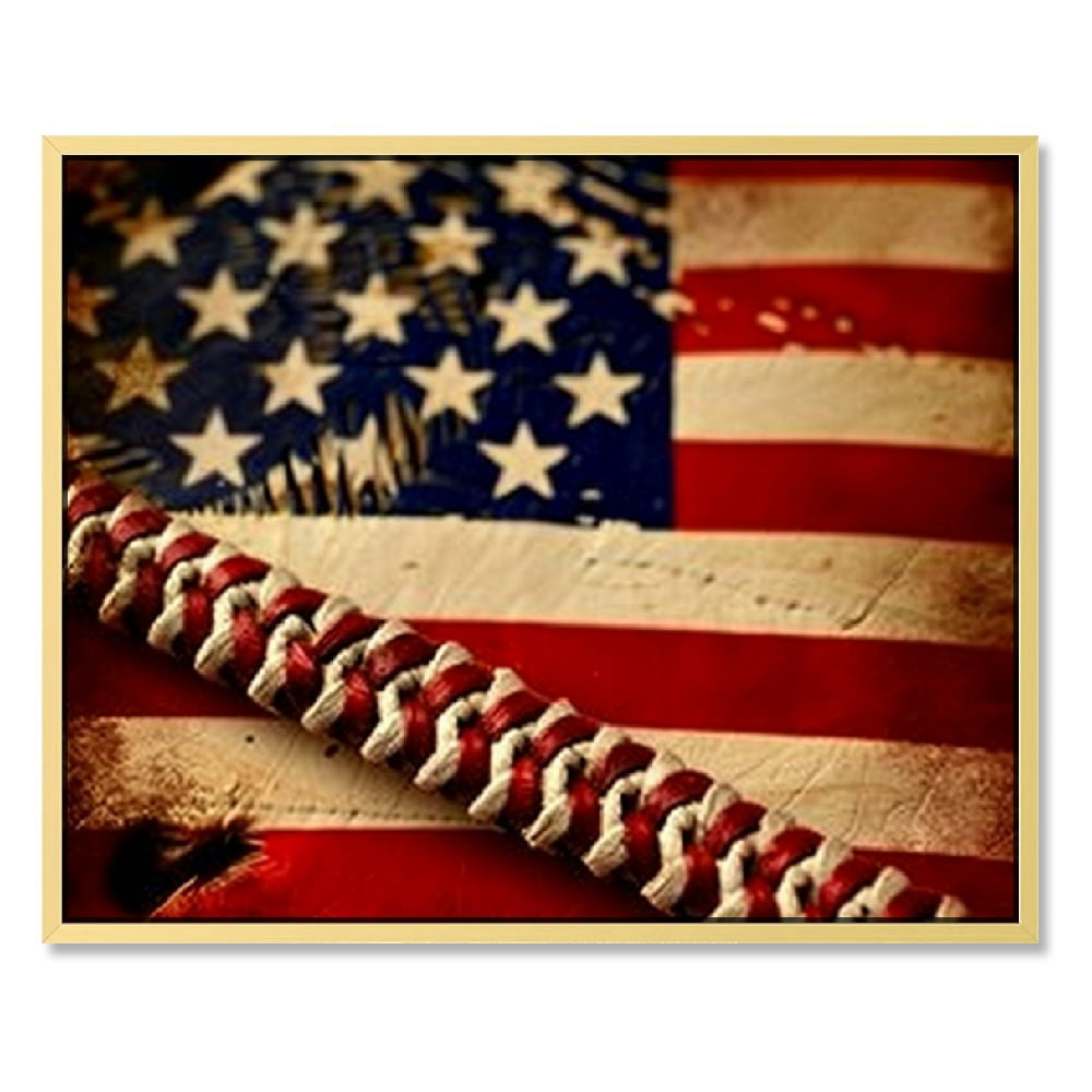 Extreme Close Up of Rustic Red Seams USA Flag Background Decal Framed ...