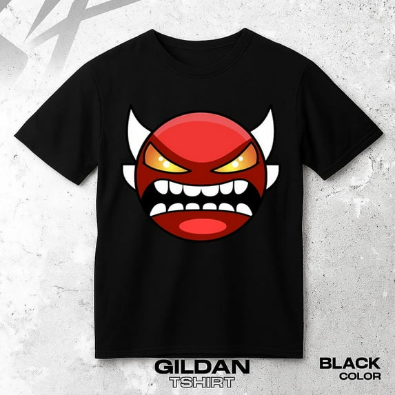 Extreme Demon Icon Bold Geometry Dash Video Game Vibe Graphic Unisex T ...