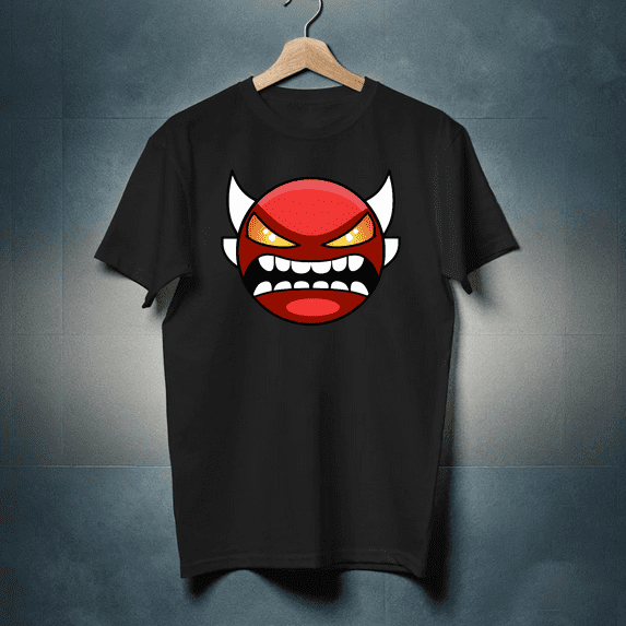 Extreme Demon Icon, Bold Geometry Dash Video Game Vibe Graphic Unisex T ...