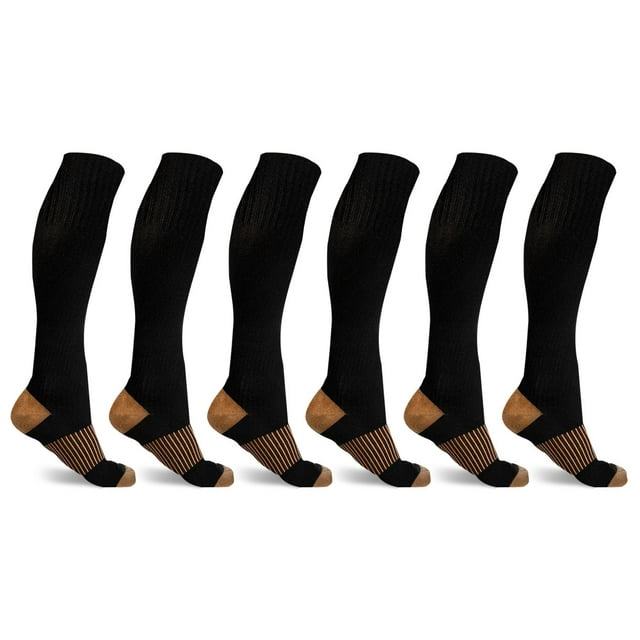 Extreme Fit Copper-Infused High-Energy Unisex Compression Socks, 6 Pack ...