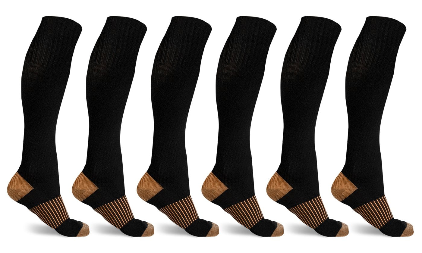 Extreme Fit Copper-Infused High-Energy Unisex Compression Socks, 6 Pack ...