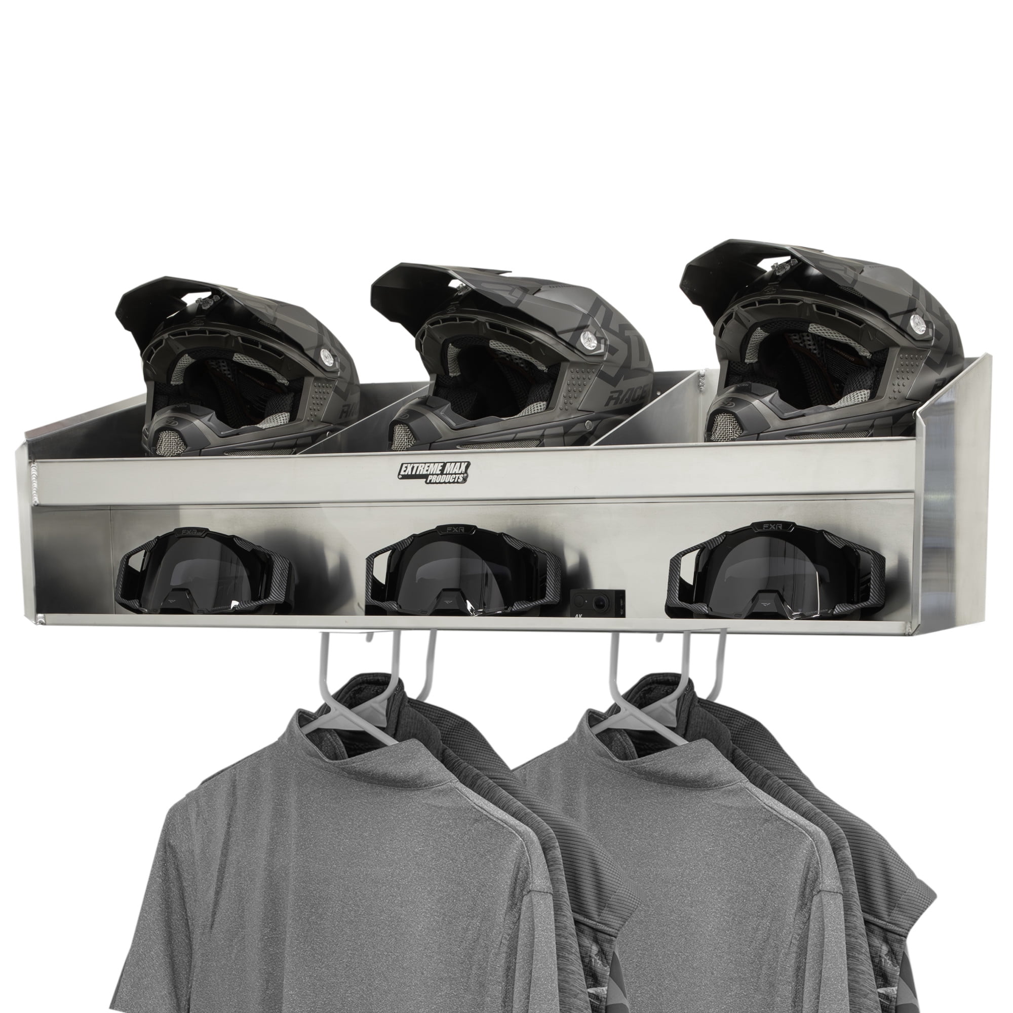 Extreme Max 5001.6498 Triple Helmet Bay Aluminum Cabinet Organizer for ...