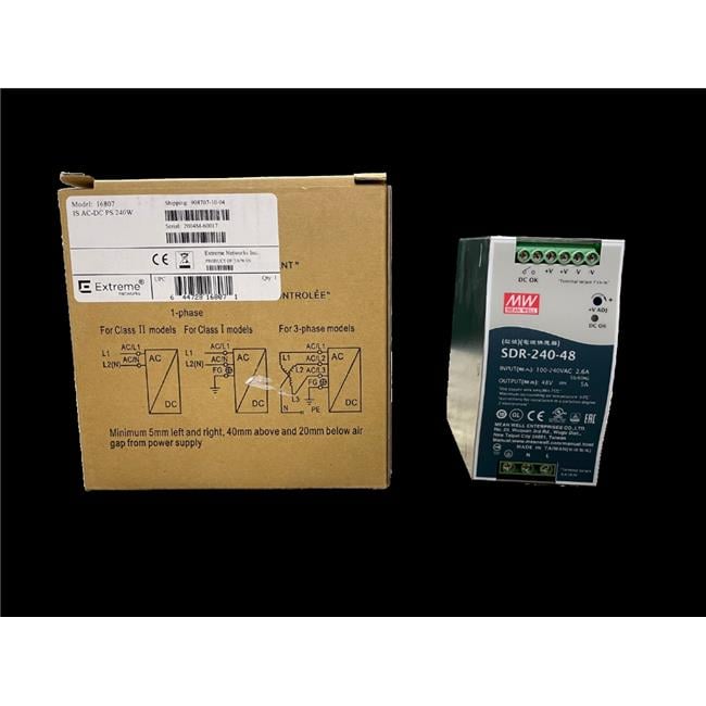 Extreme Networks 16807 240W Output DIN Rail -25 - 70C IS AC-DC Power Supply - Walmart.com