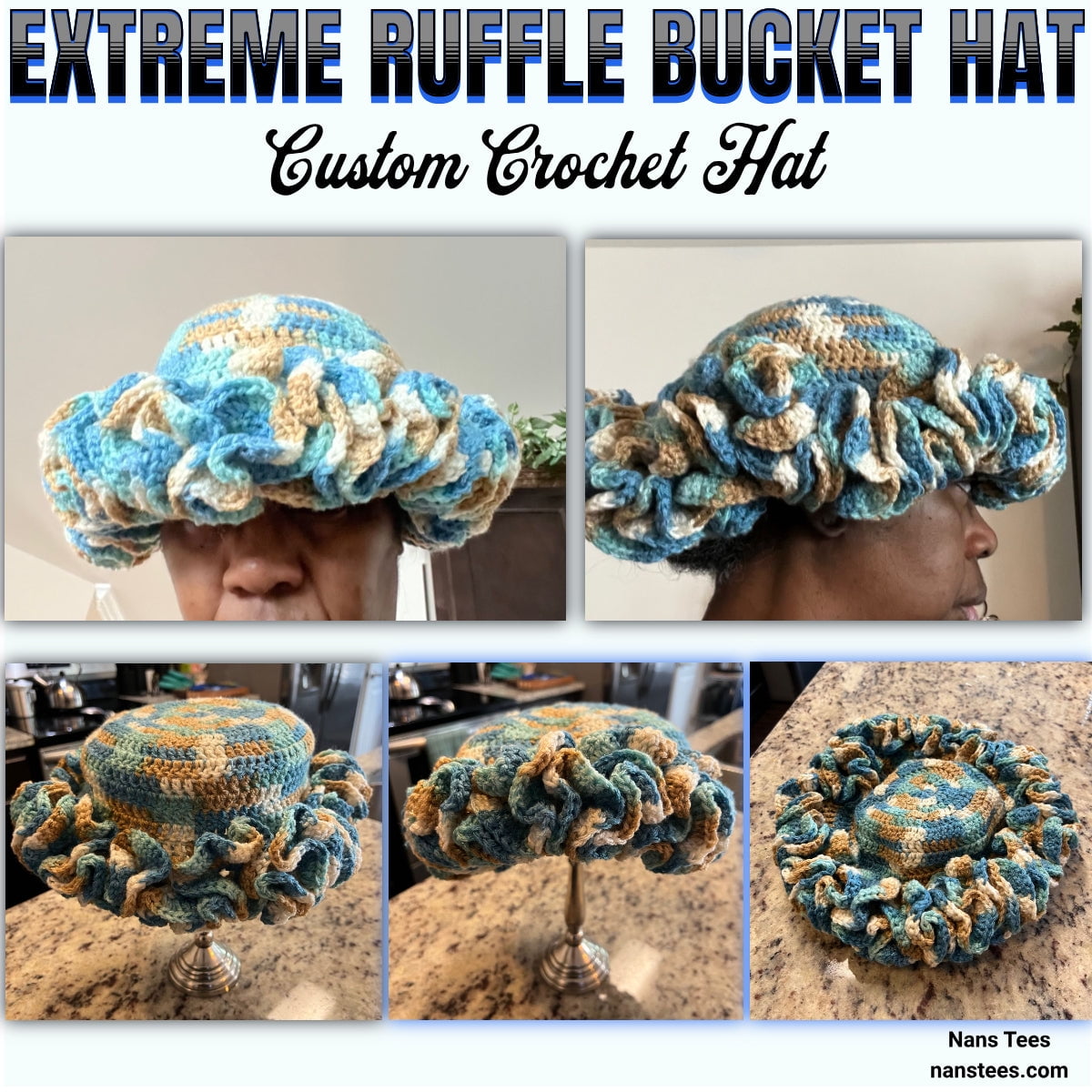 Extreme Ruffle Bucket Hat Pattern | Crochet Ruffle Bucket Hat Pattern ...