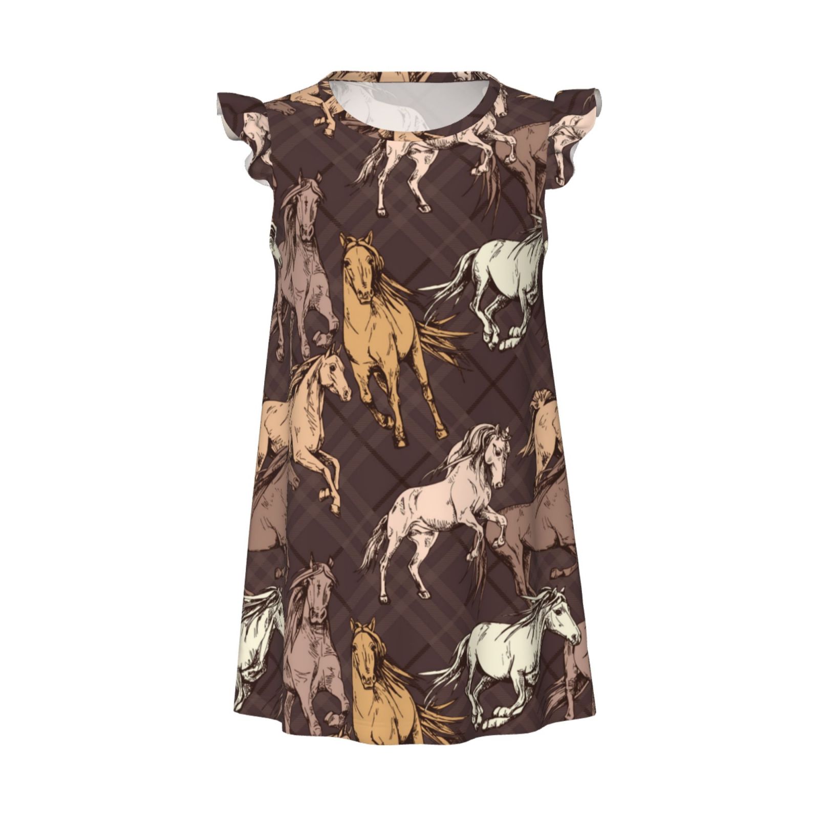 Extreme Sketch Cool Horse_D Girls Nightgowns, Flutter Sleeve Pajamas ...