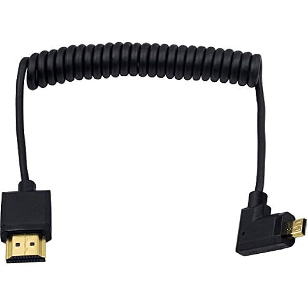 Extreme Slim Micro HDMI to HDMI Coiled Cable, Right Angled HDMI to ...