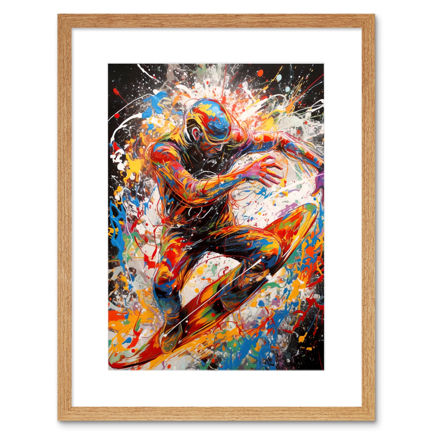 Extreme Sports Athlete Splatter Paint Portrait Artwork Framed Wall Art ...