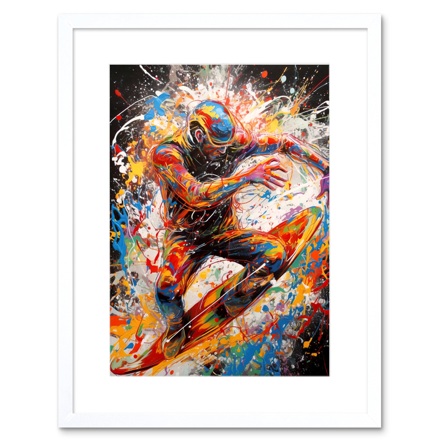 Extreme Sports Athlete Splatter Paint Portrait Artwork Framed Wall Art ...