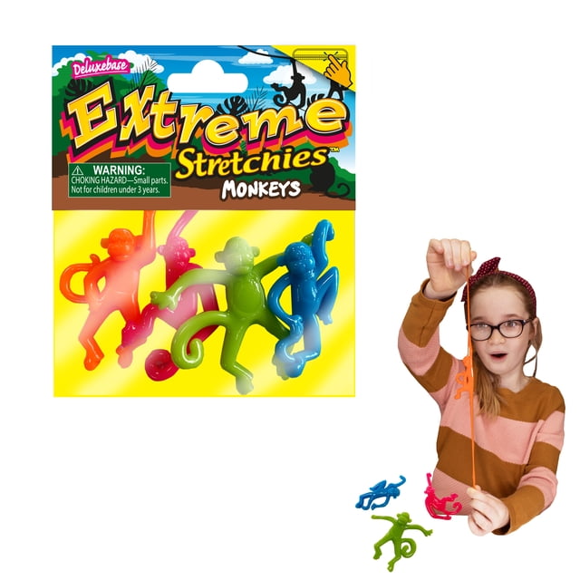 Extreme Stretchies - Monkey from Deluxebase. Pack of 4 Small Zoo Animal ...