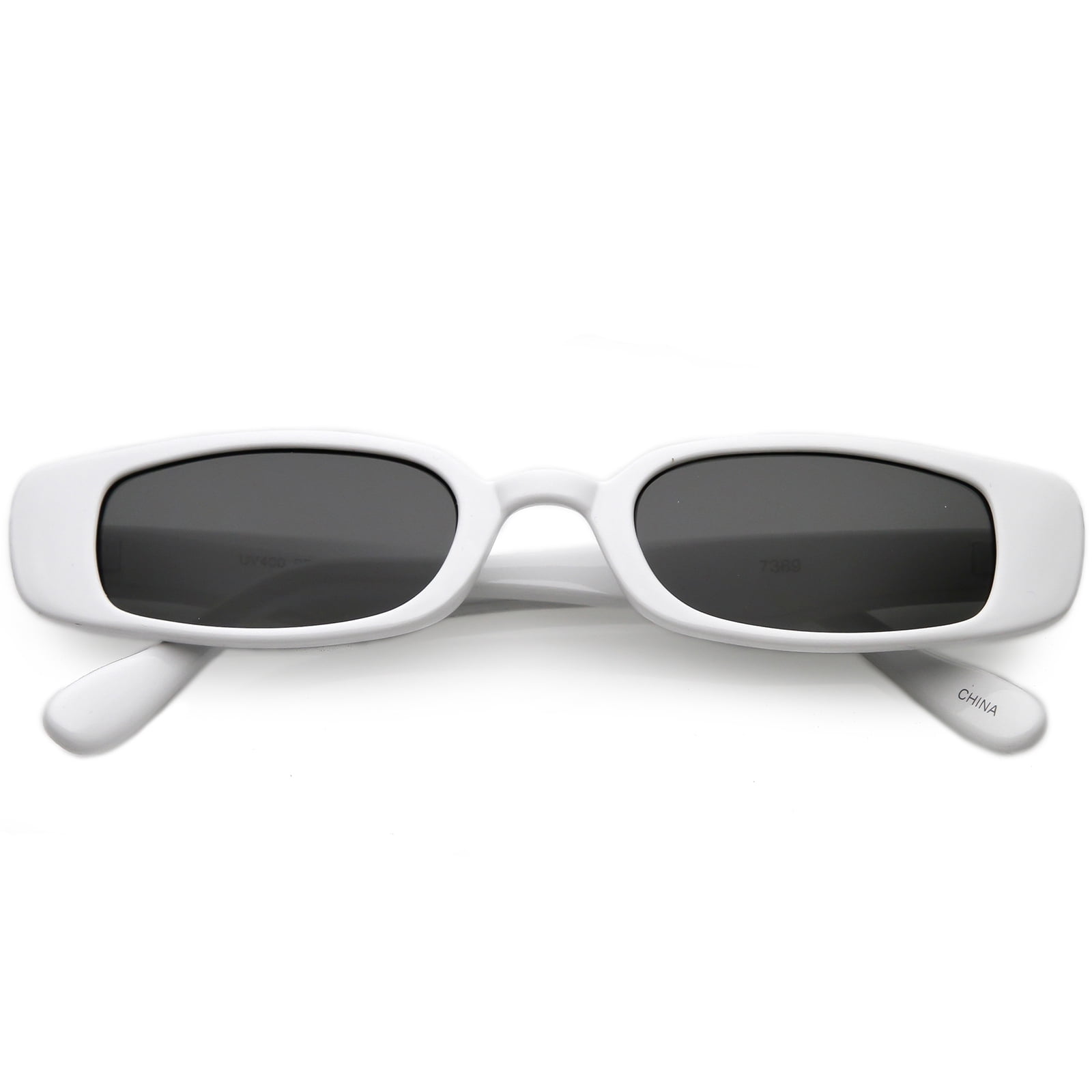 Extreme Thin Small Rectangle Sunglasses Neutral Colored Lens 49mm ...