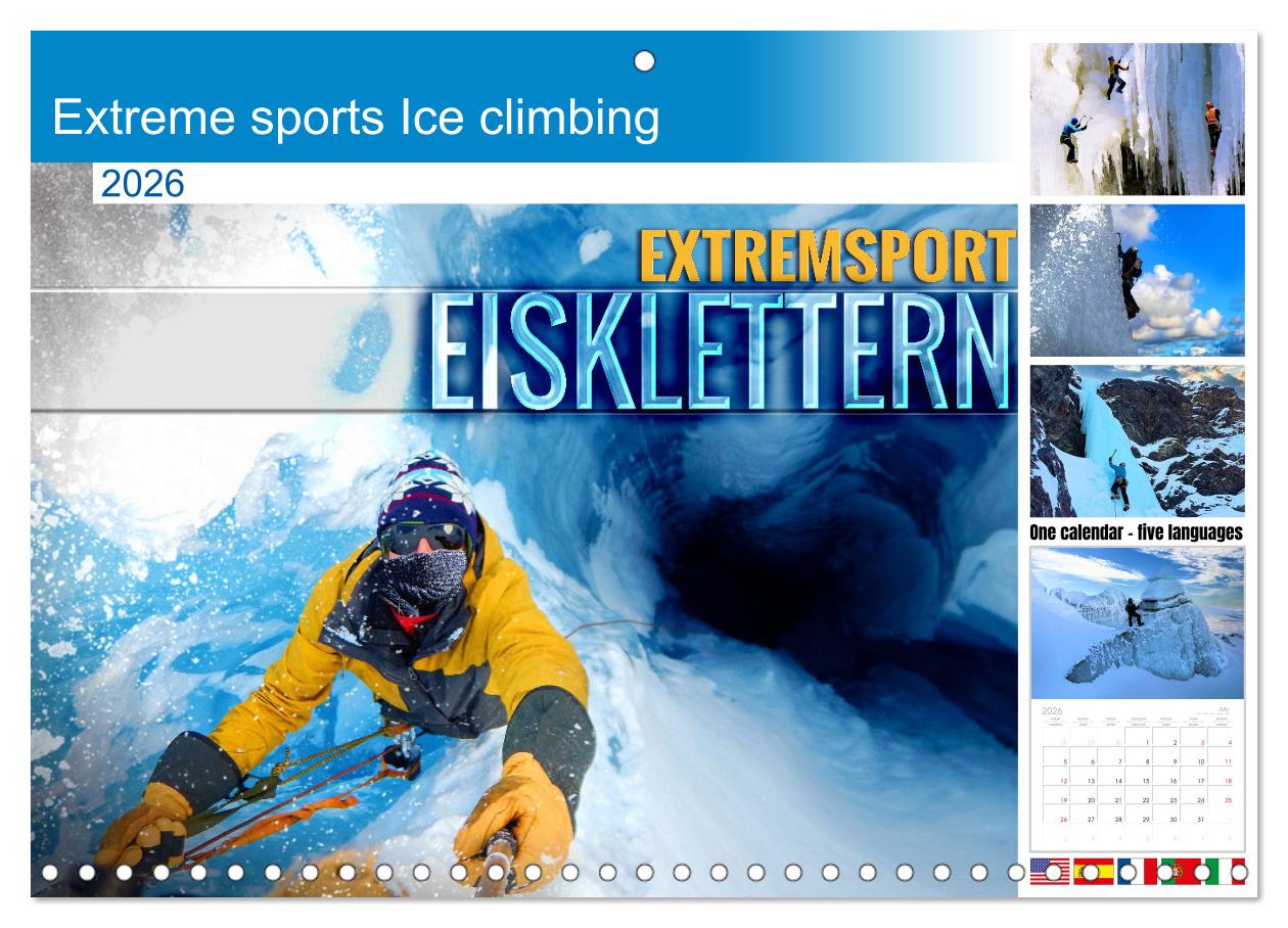 Extreme sports Ice climbing (Monthly Wall Calendar 2026 11.7 x 16.5 ...