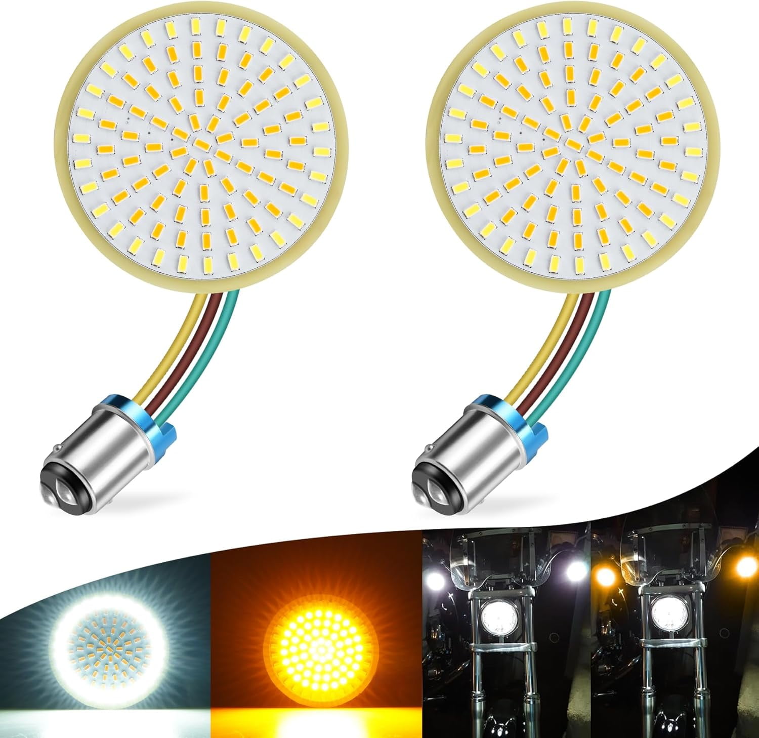 Extremely Bright Front Turn Signals & Running Switchback LED Lights Panel with 1157 Base ...