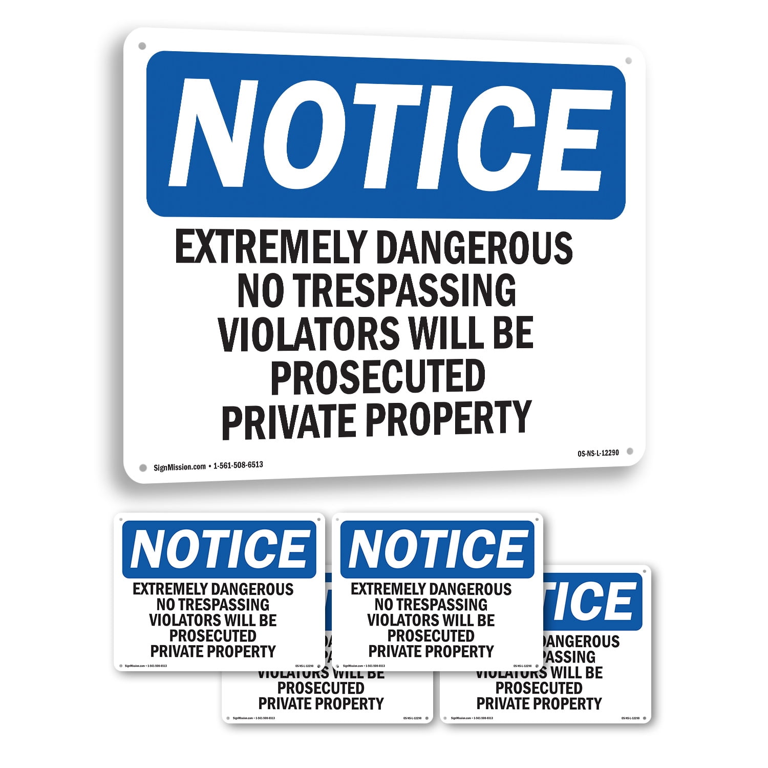 Extremely Dangerous No Trespassing Violators OSHA Notice Aluminum Sign ...