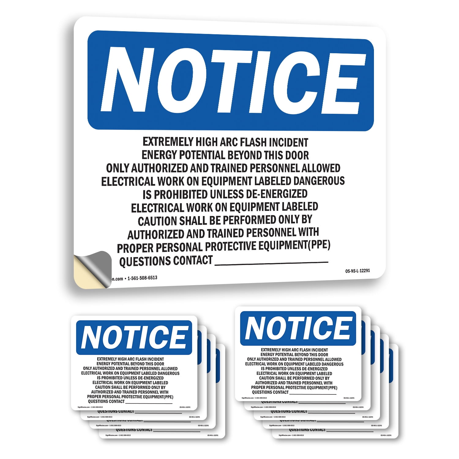 Extremely High Arc Flash Incident Energy OSHA Notice Vinyl Decal Label ...