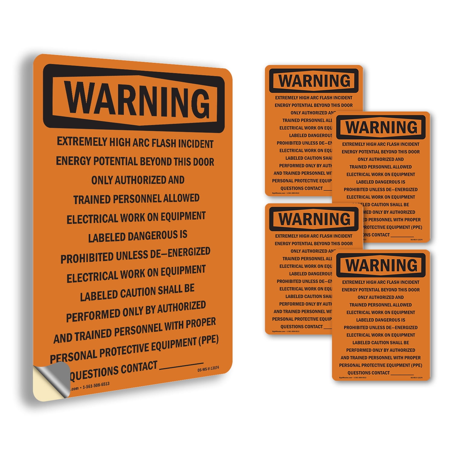 Extremely High Arc Flash Incident OSHA WARNING Vinyl Decal Label 10 ...