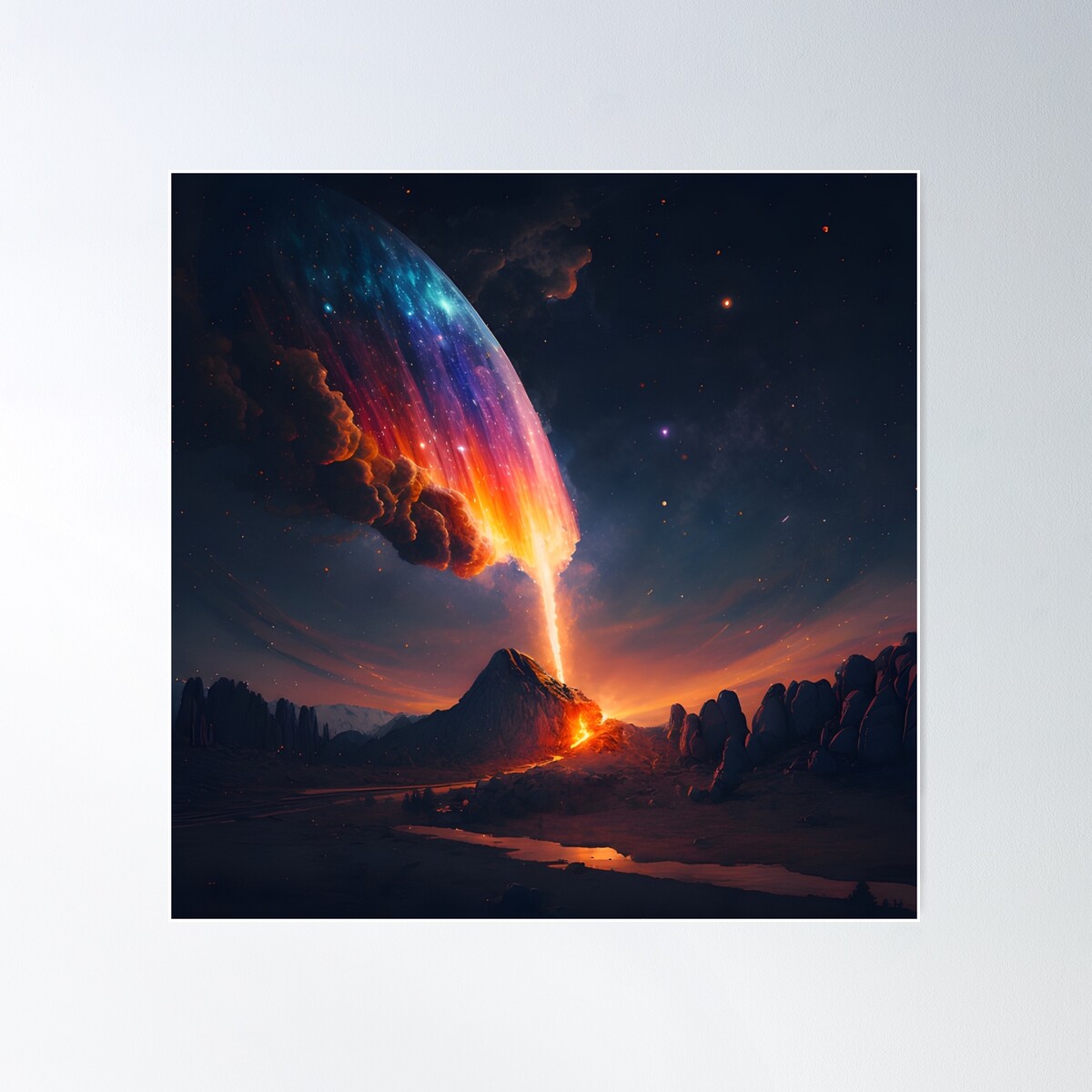 Extremely Large Colorful Meteor Poster Wall Art, Modern Wall Decor For ...