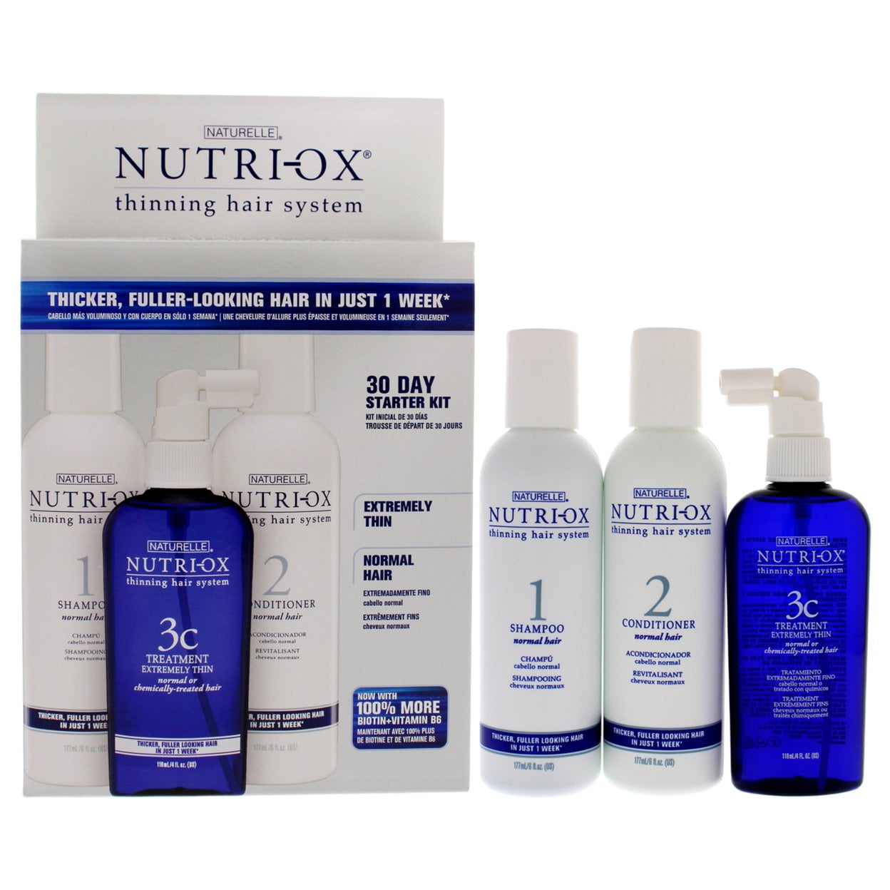 Nutri-Ox Extremely Thin Hair Growth Formula Starter Kit for Unisex - 3 ...