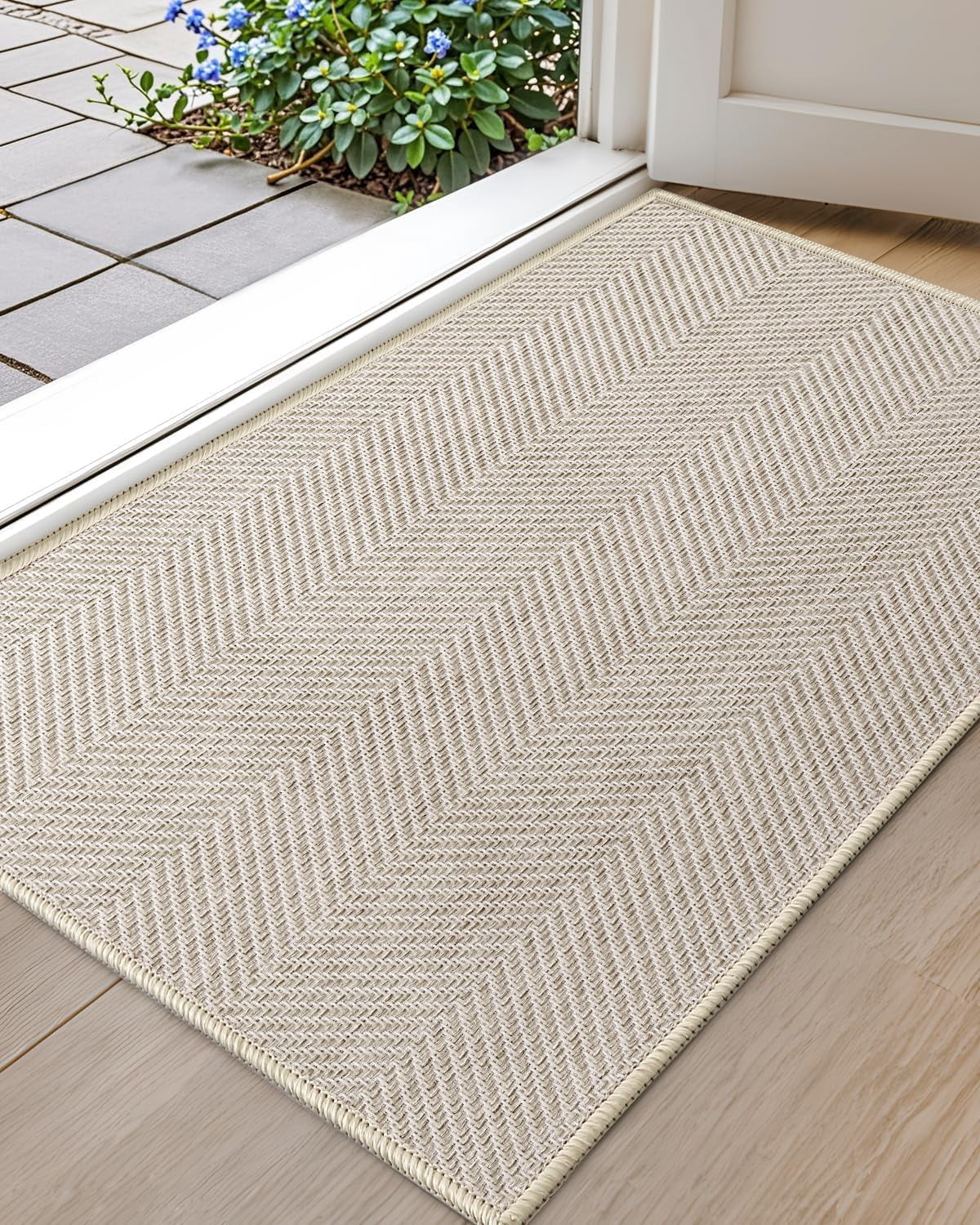 Extremely White Beige Ultra Thin Indoor Door Mat 24"x36", Machine ...