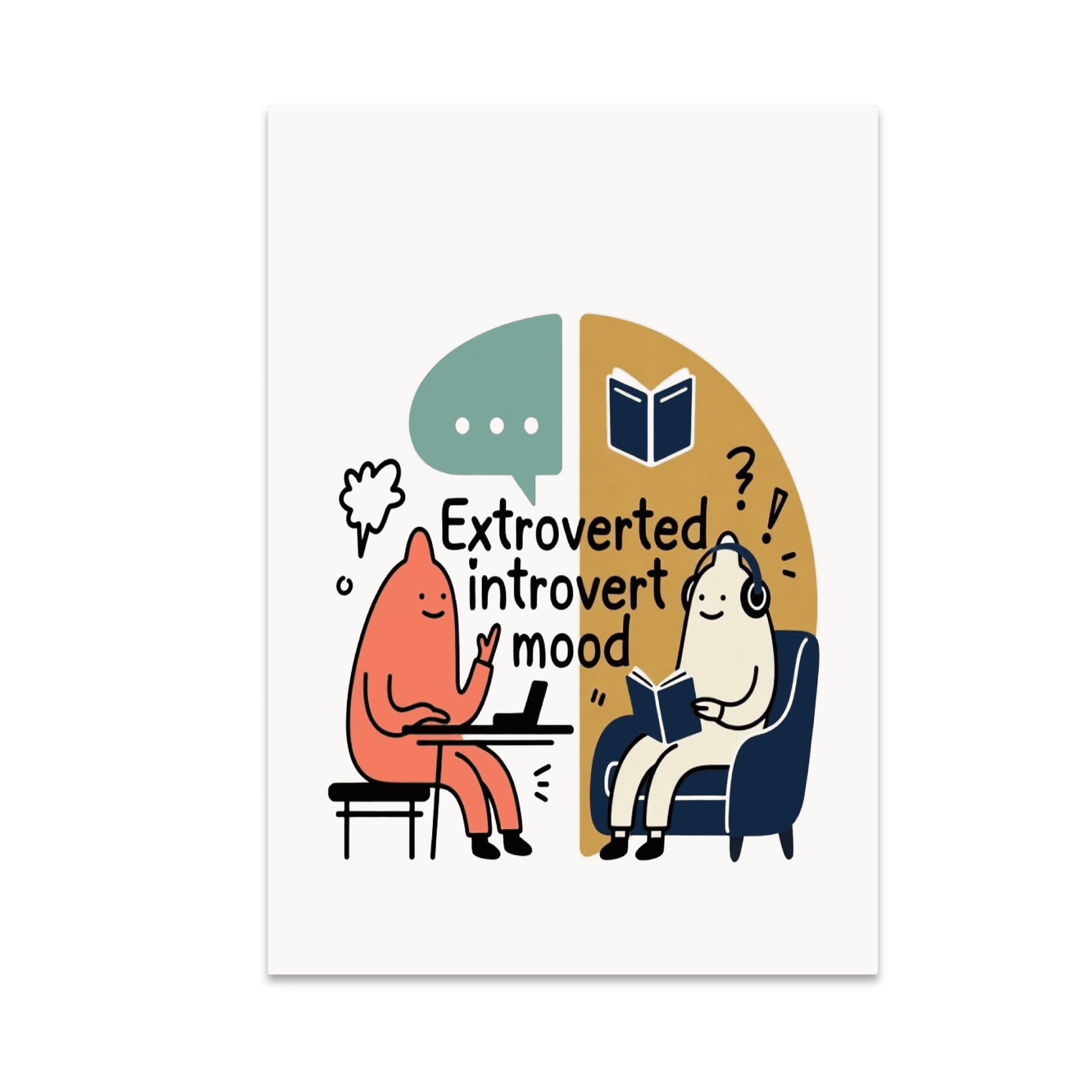 Extroverted Introvert Mood - Playful Wall Art - 13x19 Poster Print ...