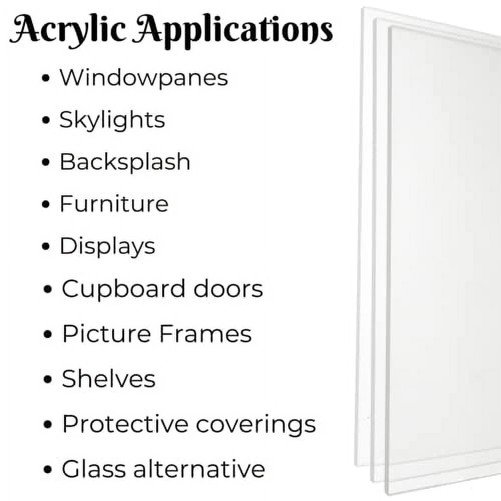 Extruded Clear Acrylic Plexiglass Plastic Sheet 1/8" Thick, Size 12" x ...