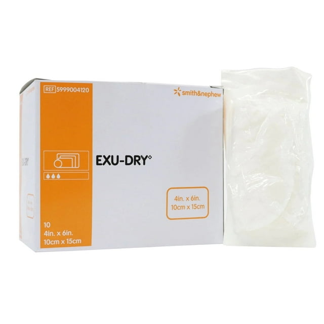 Smith & Nephew Exu Dry Non-Adherent Wound Dressing, 4" X 6", Full ...