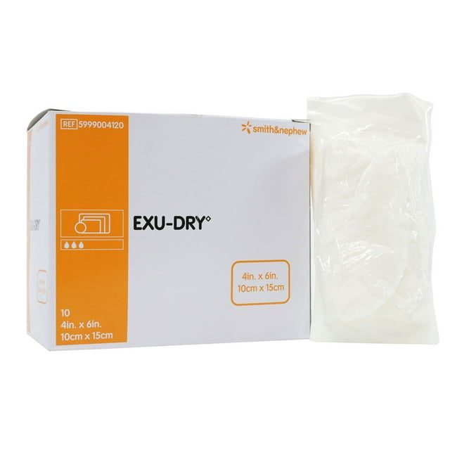Exu Dry Wound Dressing 4" X 6" Full Absorbency-Box of 10 - Walmart.com
