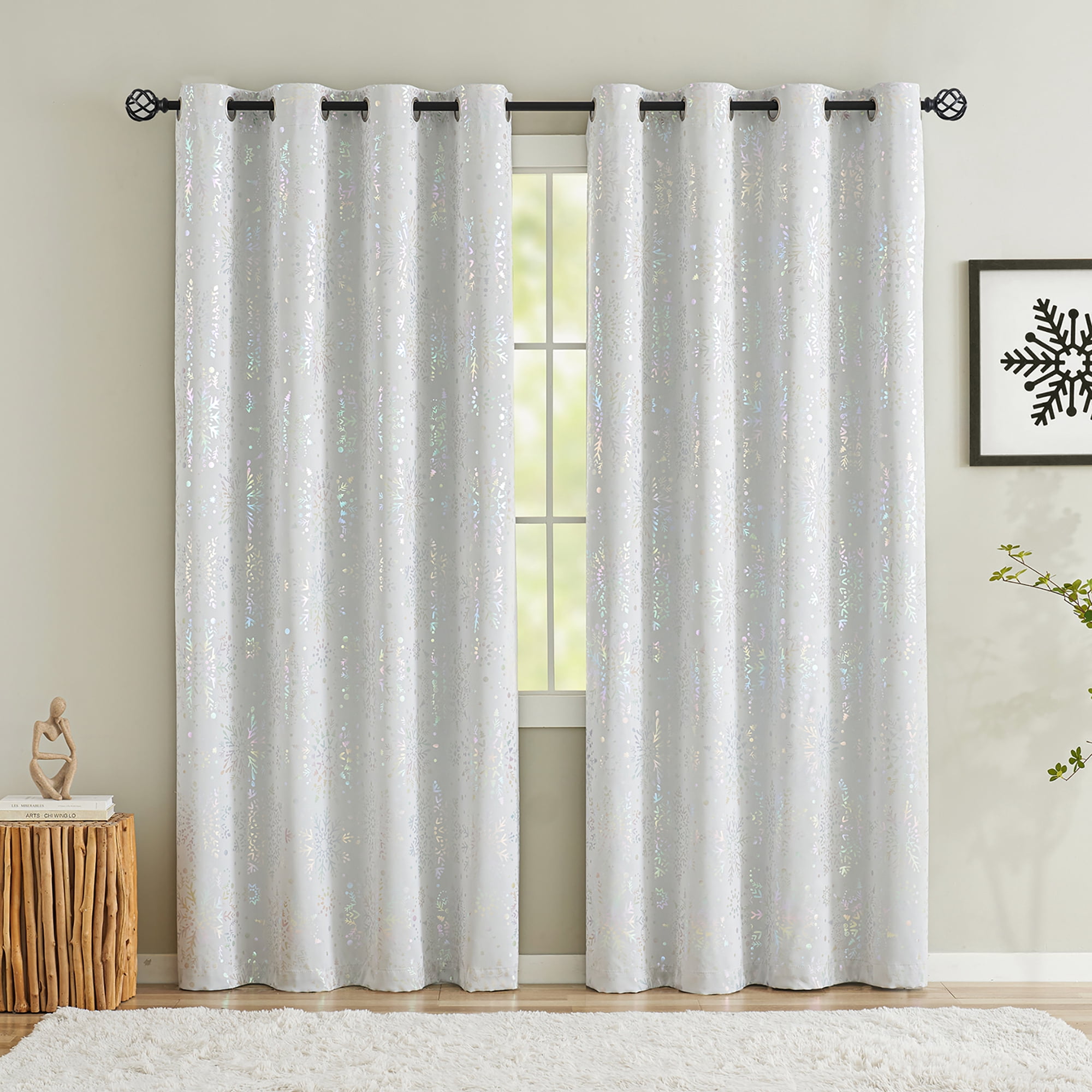 Exultantex Blackout Curtains 84 Inches for Snow Print Thermal Window ...