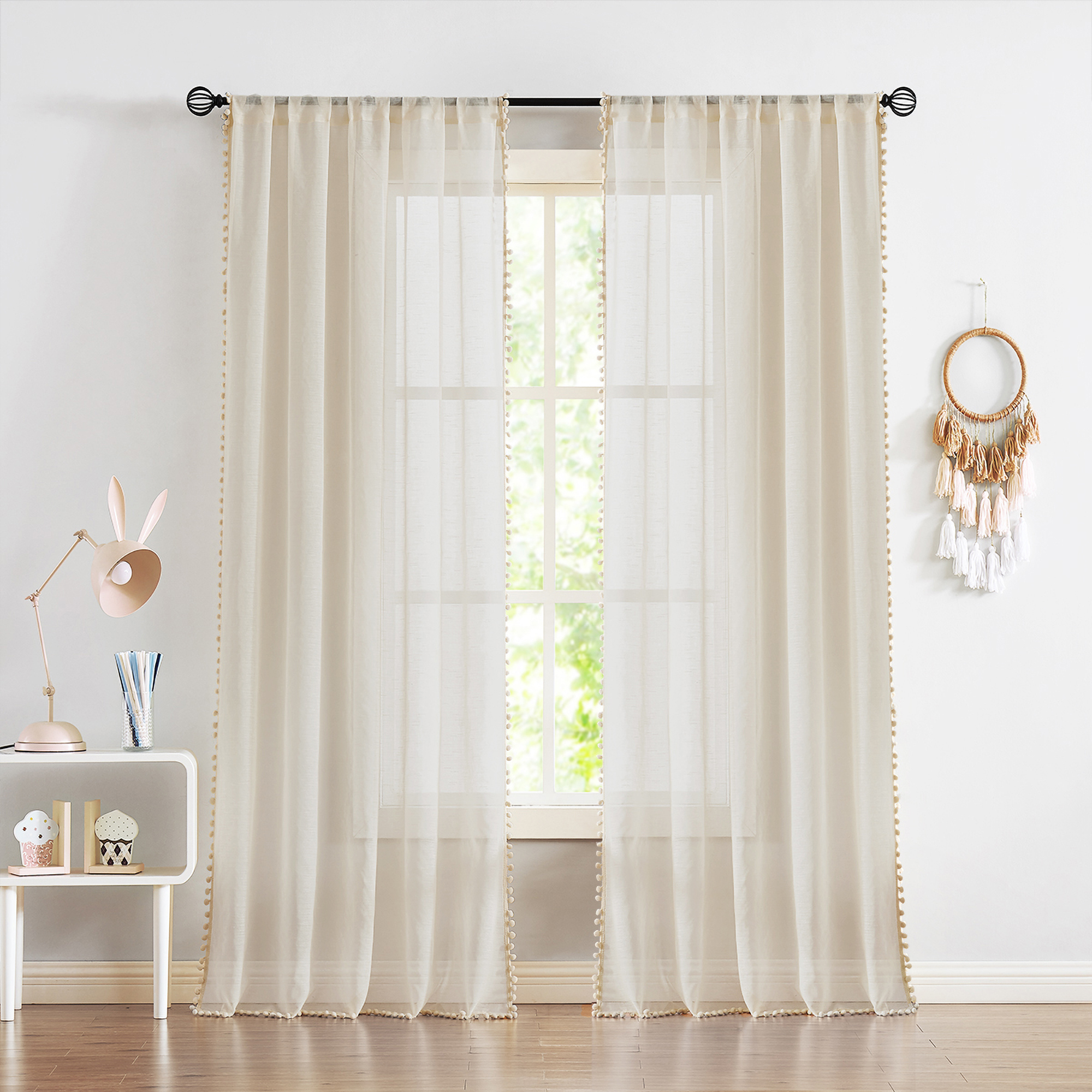 Mainstays Textured Solid Curtain Single Panel, 38"W x 84"L, Blush ...