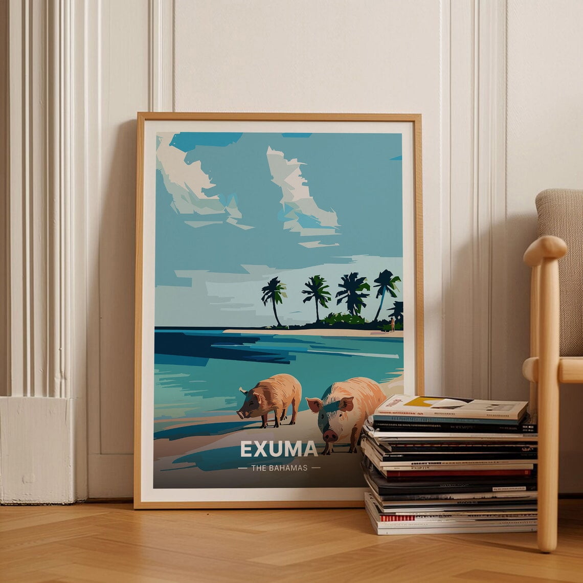 Exuma Bahamas Retro Poster, Mid Century Modern Travel Art, Caribbean Wall Decor, Maximalist ...