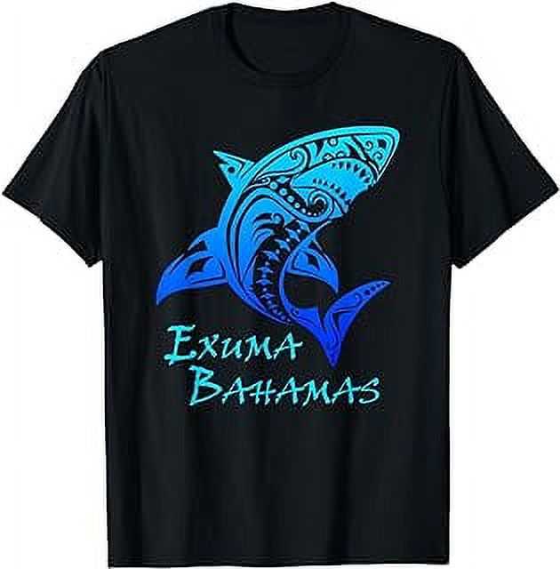 Exuma Bahamas Tribal Shark Polynesian Tattoo Style Vacation T-Shirt ...