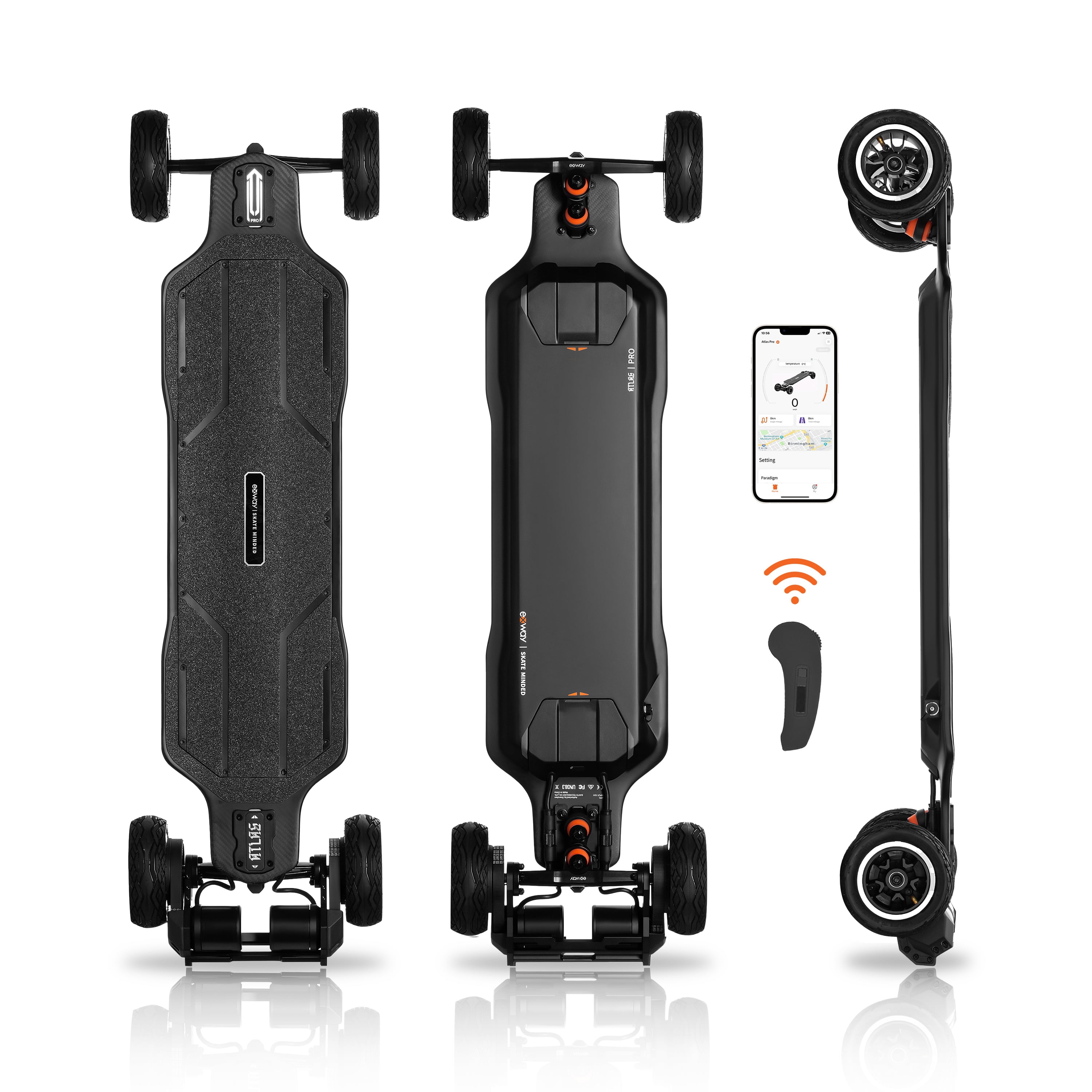 Exway Atlas Pro 2WD Electric Skateboard, 46miles Range, 34mph Speed ...