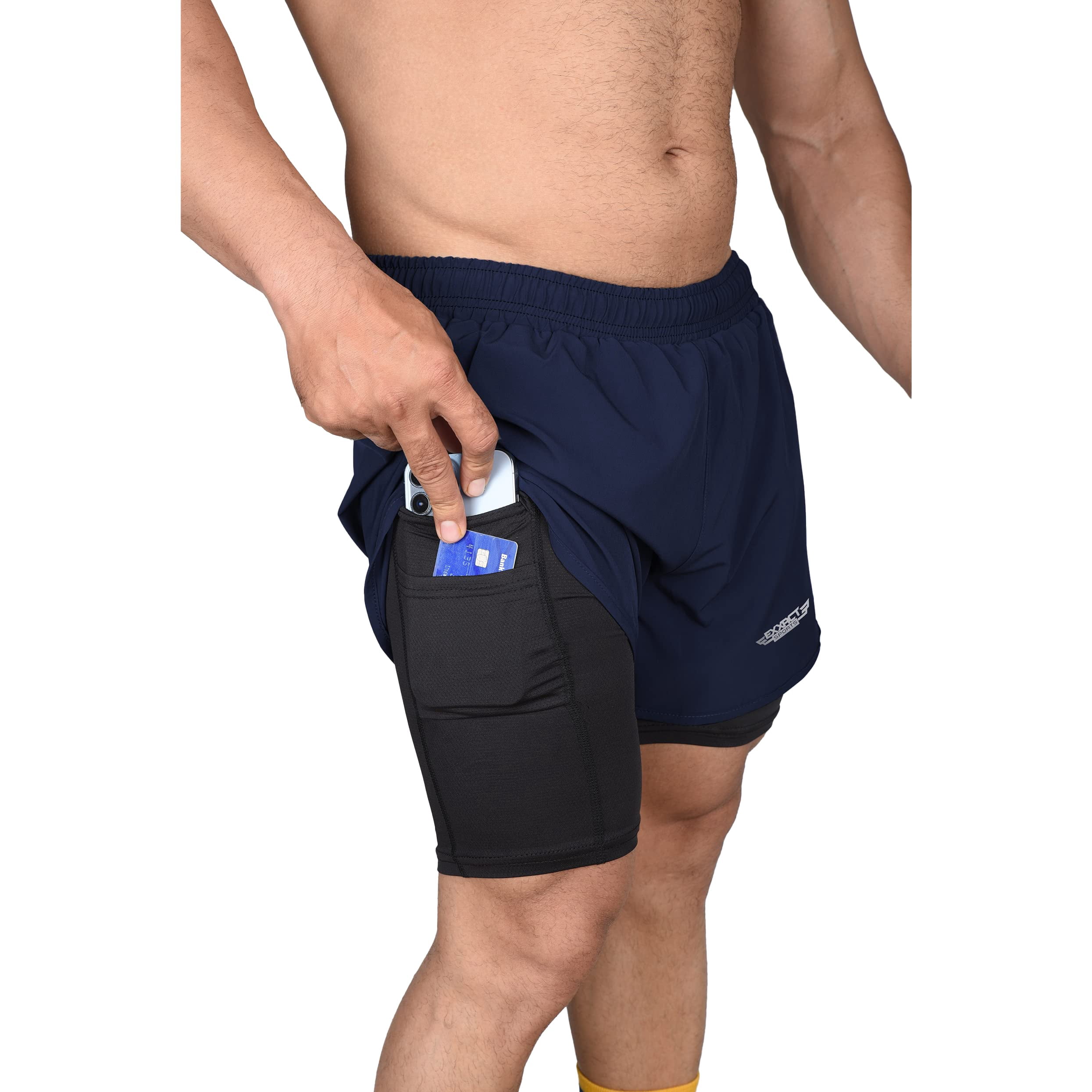 Exxact Sports 2 in 1 Shorts Men - Athletic Shorts with Compression ...