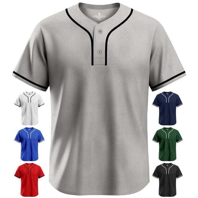 Exxact Sports Blank Baseball Jersey Men, 2-Button Plain Baseball Jersey ...