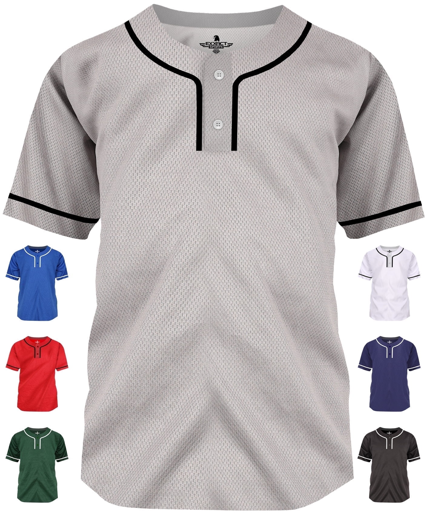Exxact Sports Blank Baseball Jersey Men, 2-Button Plain Baseball Jersey ...