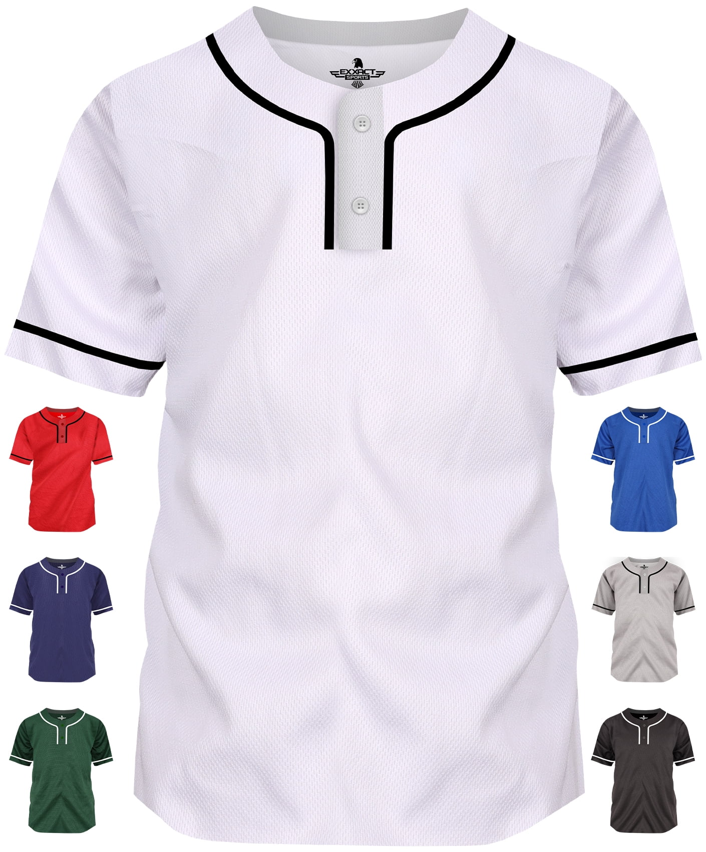 Exxact Sports Blank Baseball Jersey Men, 2-Button Plain Baseball Jersey ...