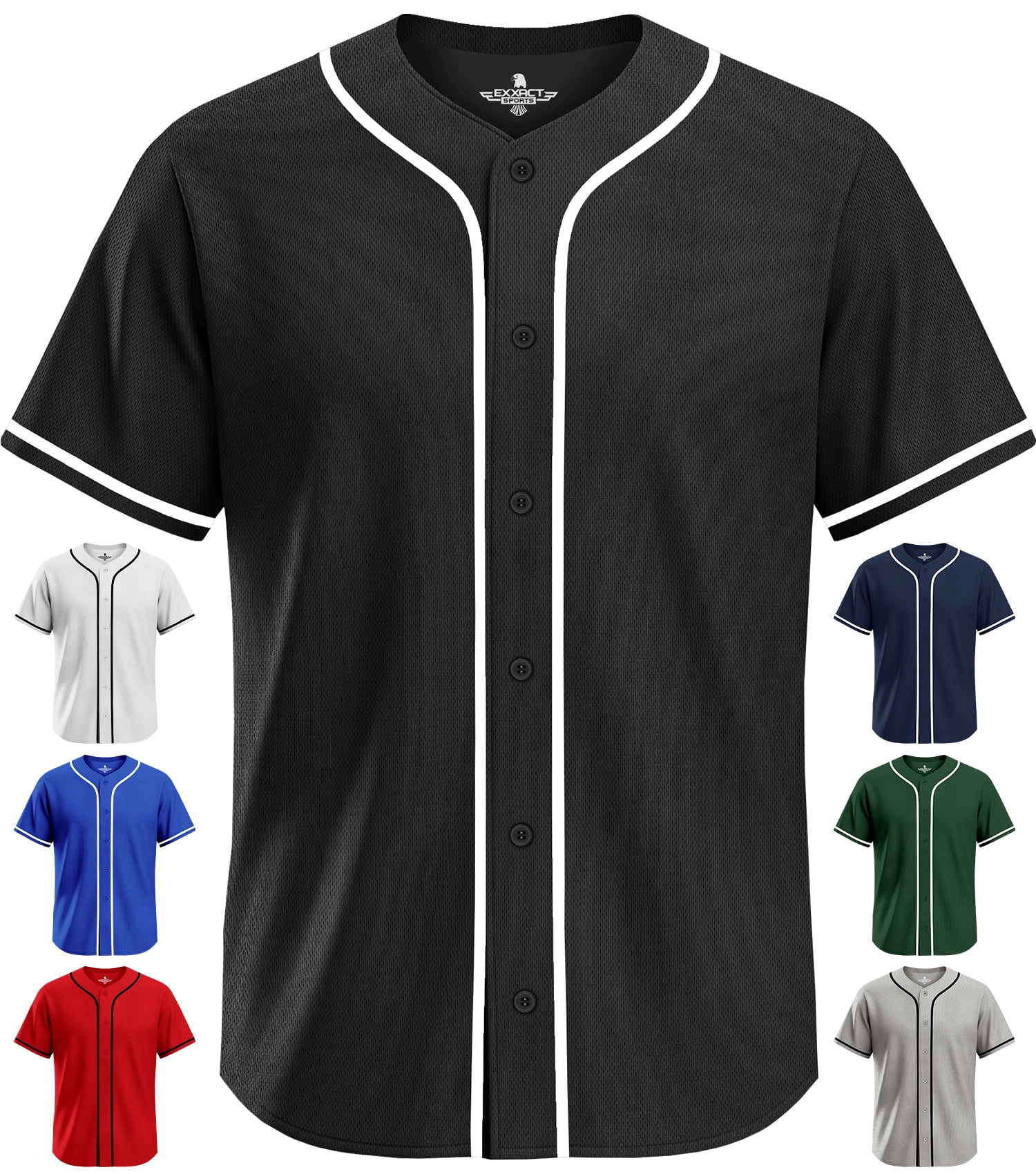 Exxact Sports Blank Baseball Jersey Men, Full Button Down Plain ...