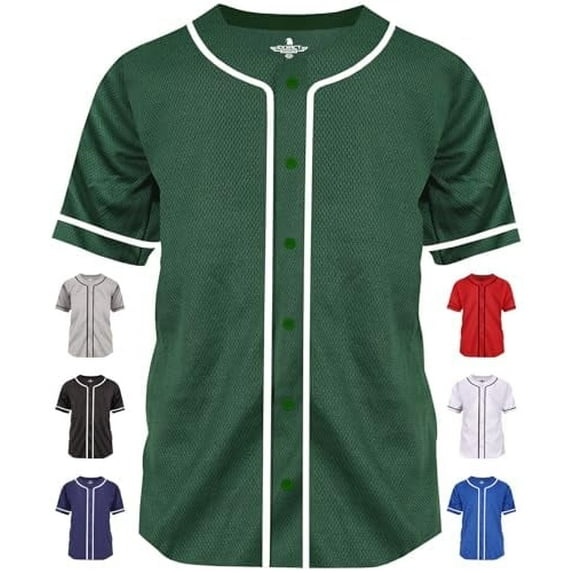 Exxact Sports Blank Baseball Jersey Men, Full Button Down Plain ...