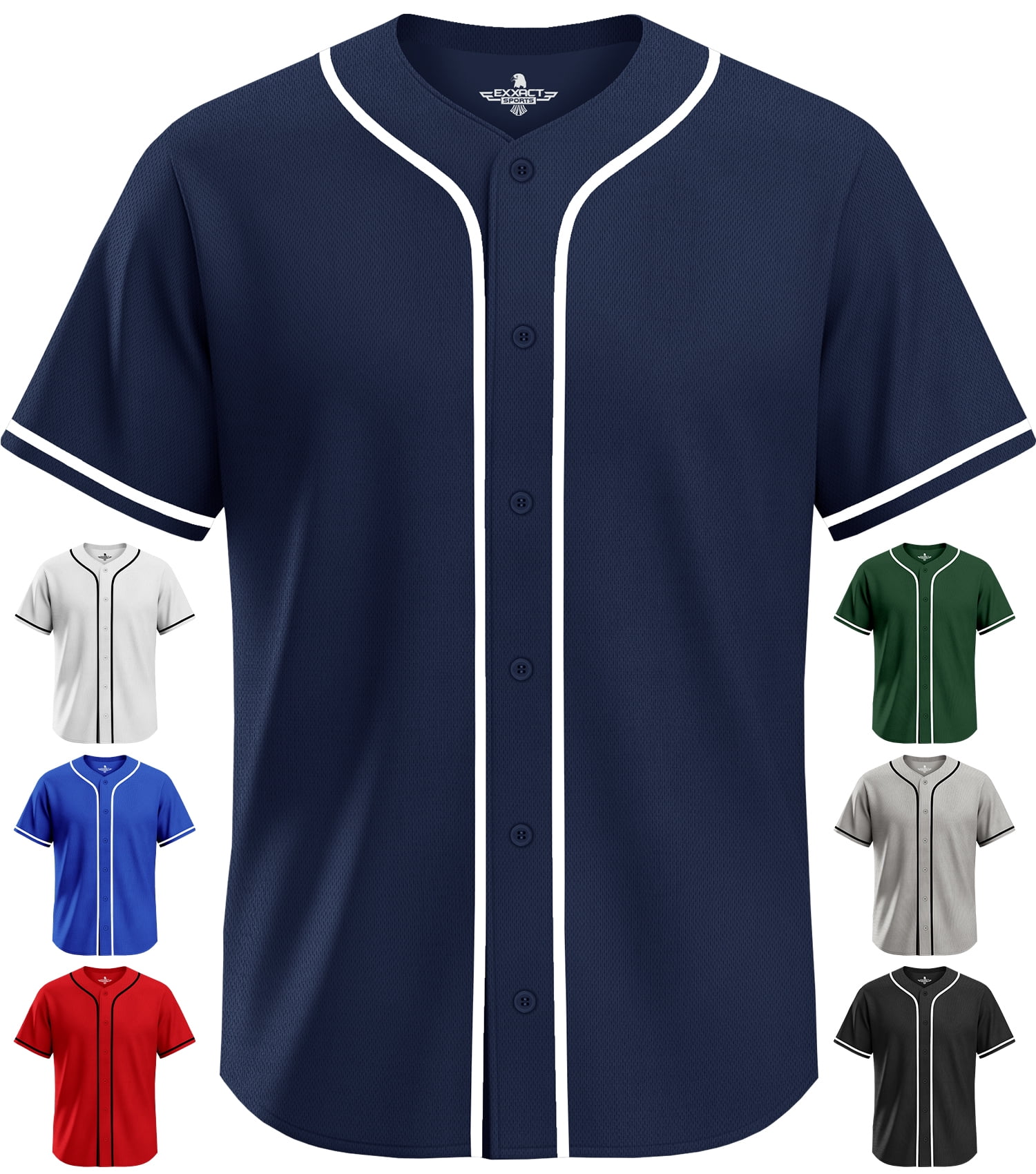 Exxact Sports Blank Baseball Jersey Men, Full Button Down Plain ...