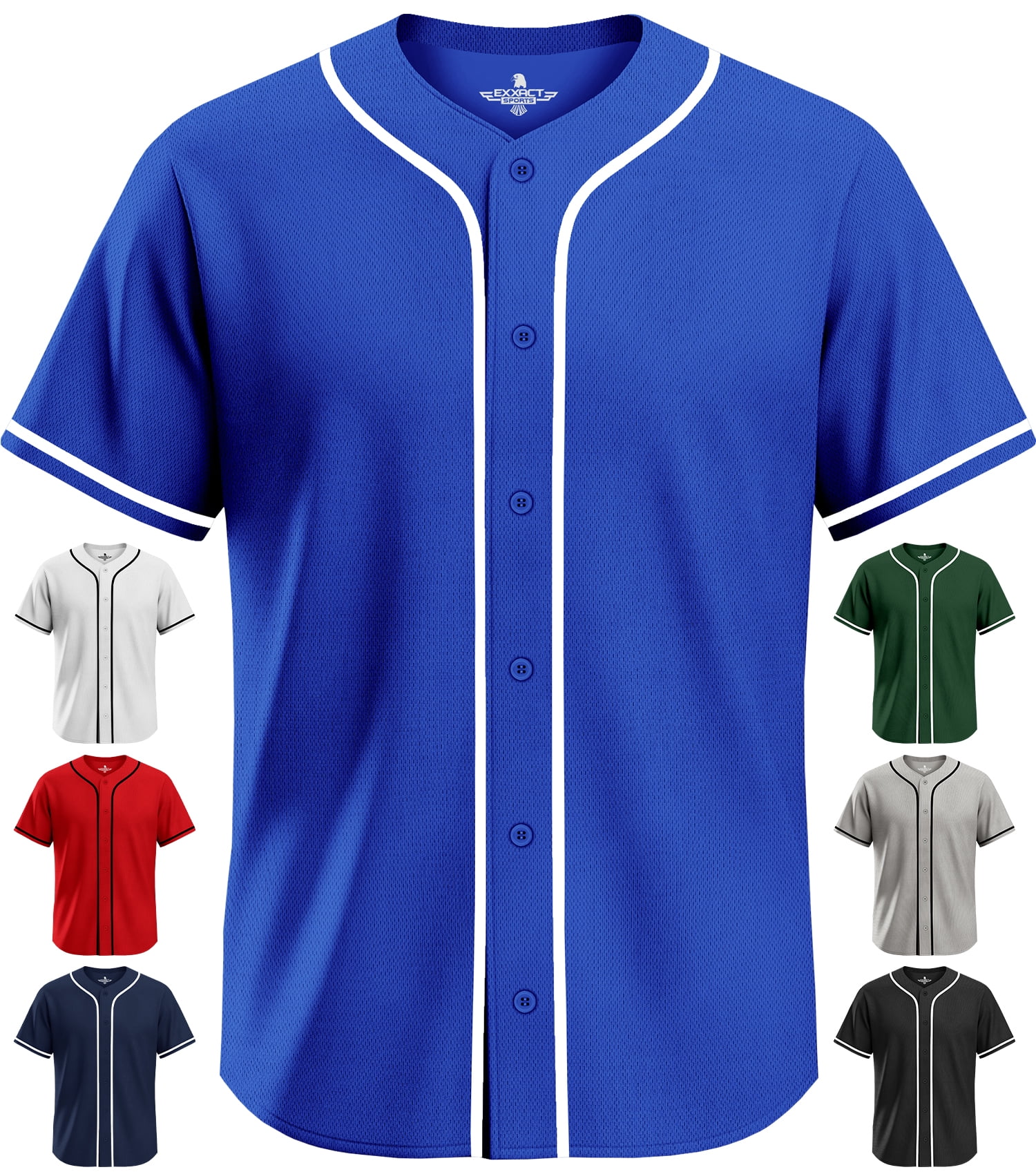 Exxact Sports Blank Baseball Jersey Men, Full Button Down Plain ...