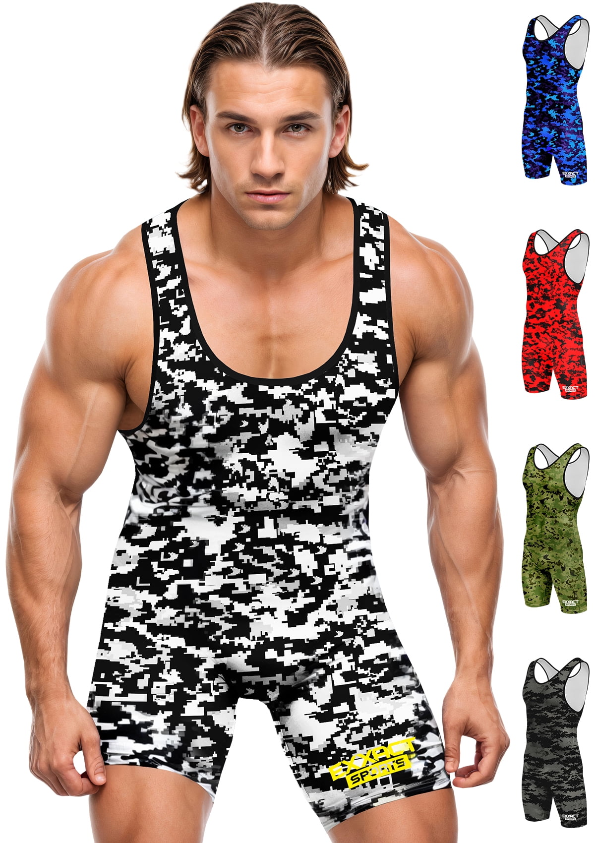 Exxact Sports Digital Camouflage Men's Wrestling Singlet, High-Performance Powerlifting Singlet ...