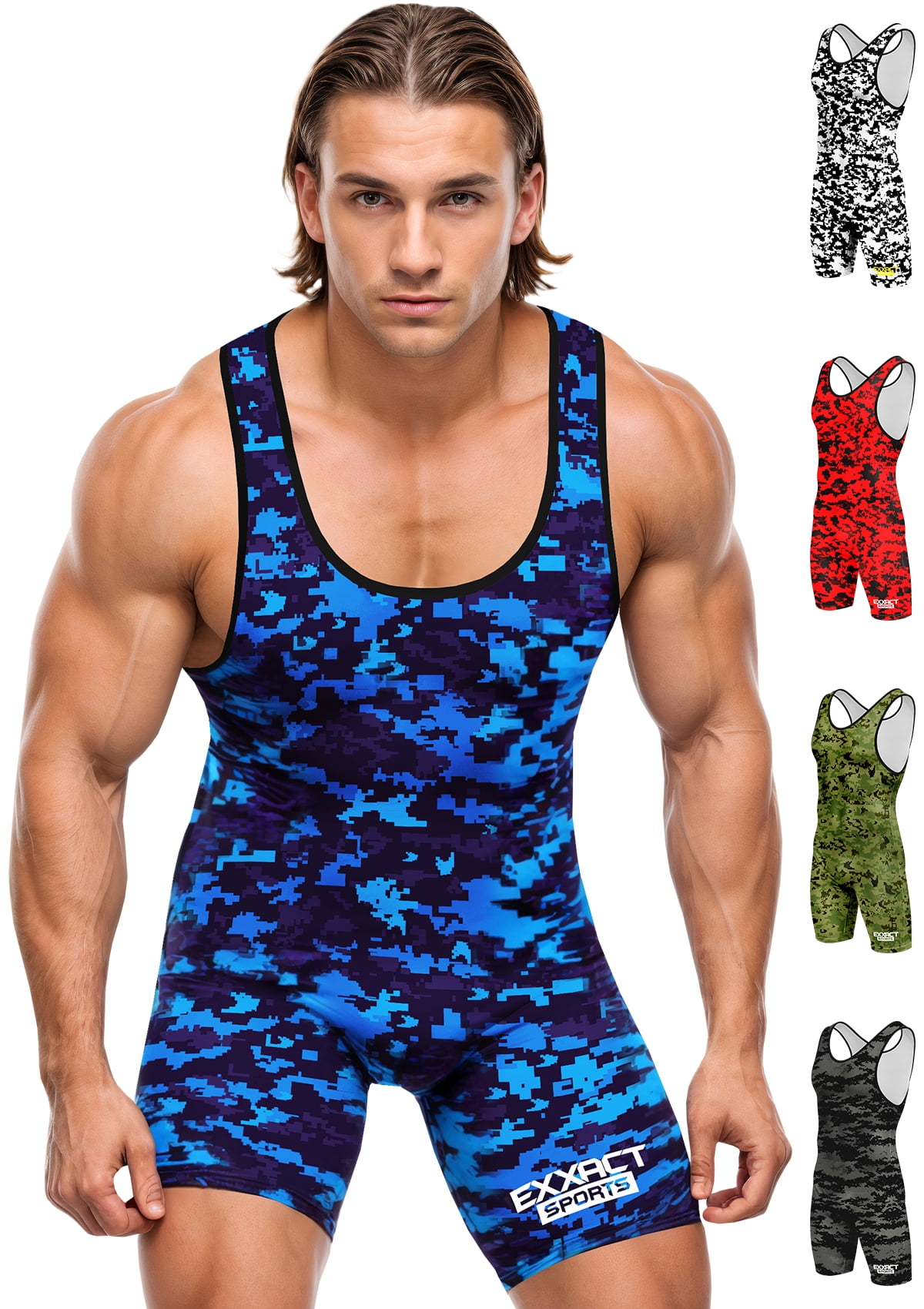 Exxact Sports Digital Camouflage Men's Wrestling Singlet, High-Performance Powerlifting Singlet ...
