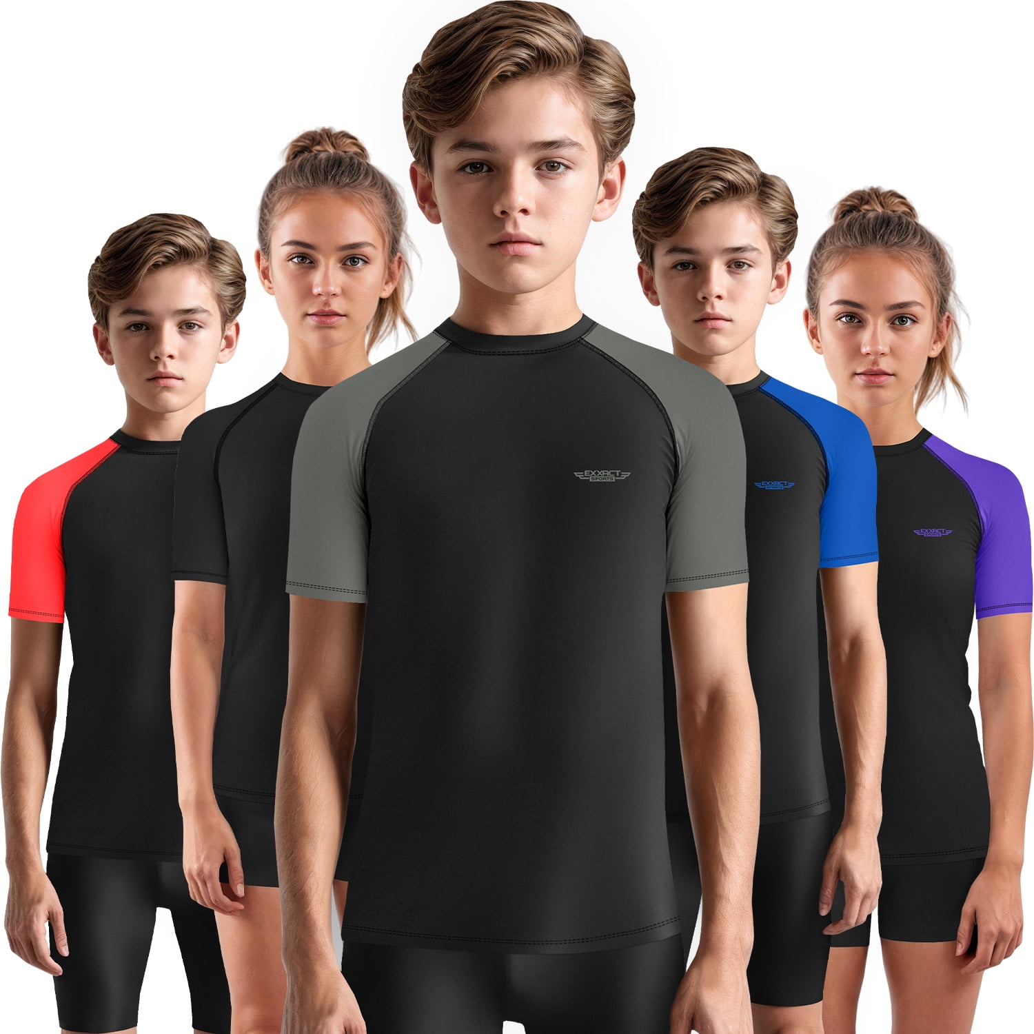 Exxact Sports Kids BJJ Rash Guard Short Sleeve, Ranked No Gi Jiu Jitsu ...