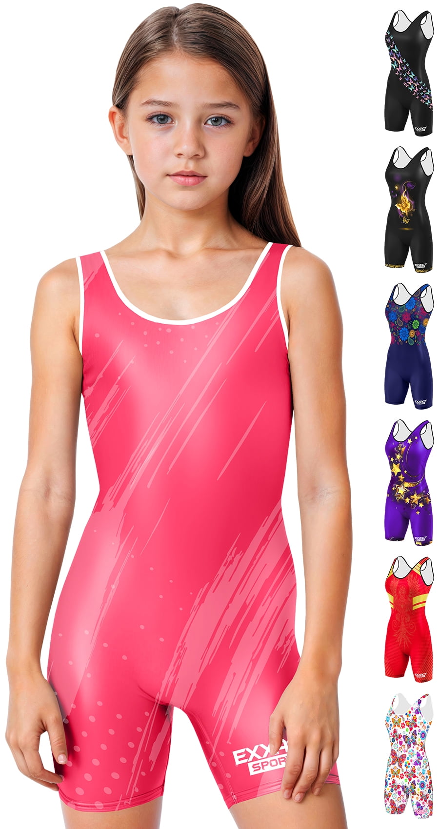 Exxact Sports Sublimated Youth Girls Wrestling Singlet – High-Cut, Full ...