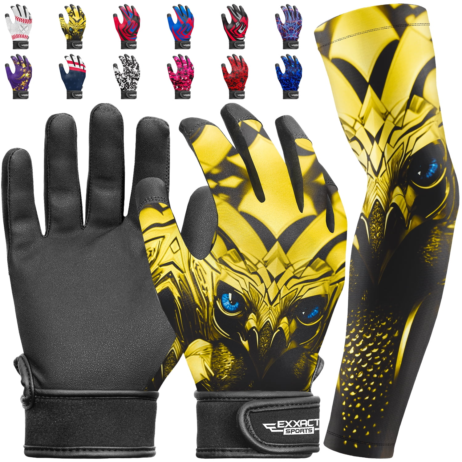 Exxact Sports Youth Batting Gloves with Arm Sleeve for Boys & Girls ...