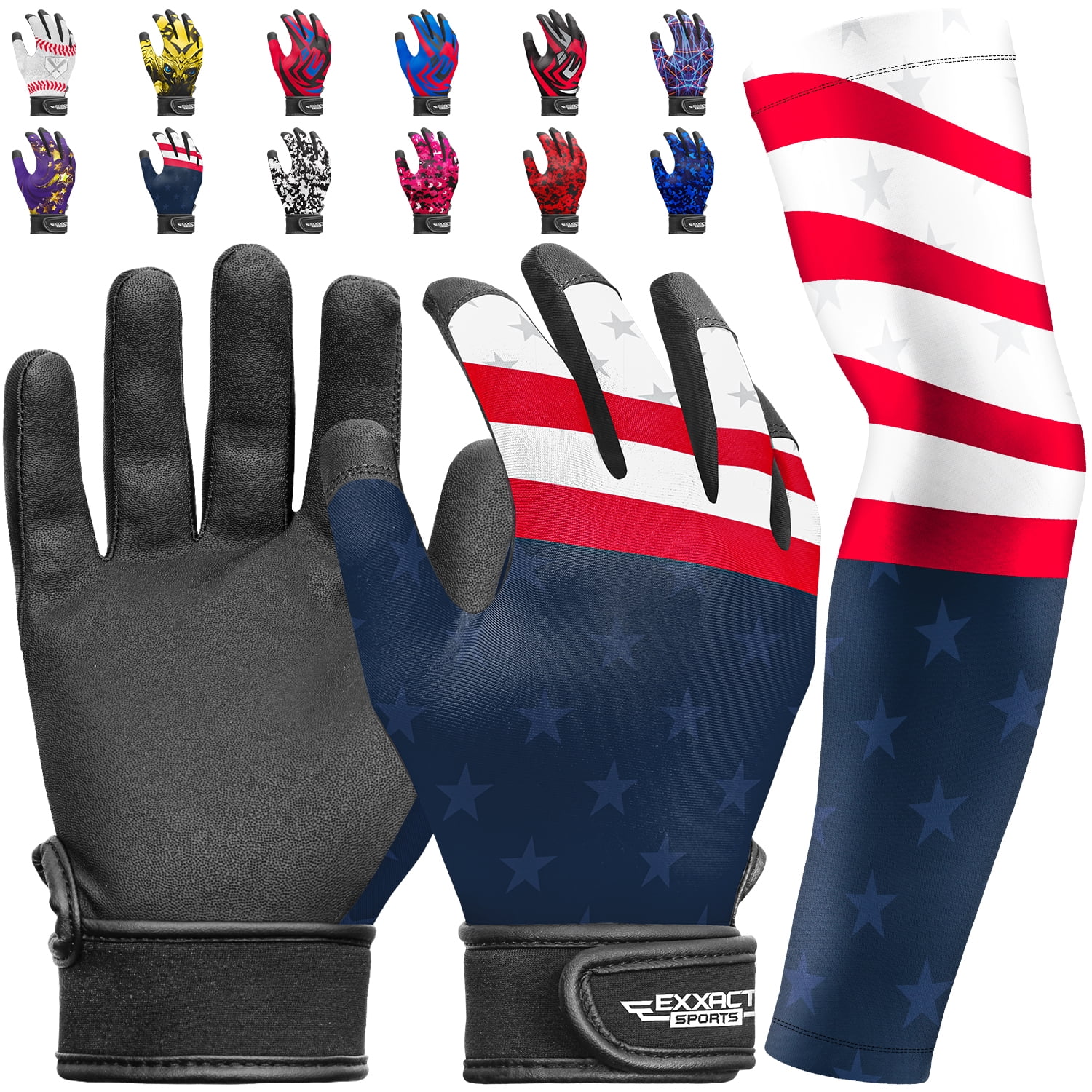 Exxact Sports Youth Batting Gloves with Arm Sleeve for Boys & Girls ...
