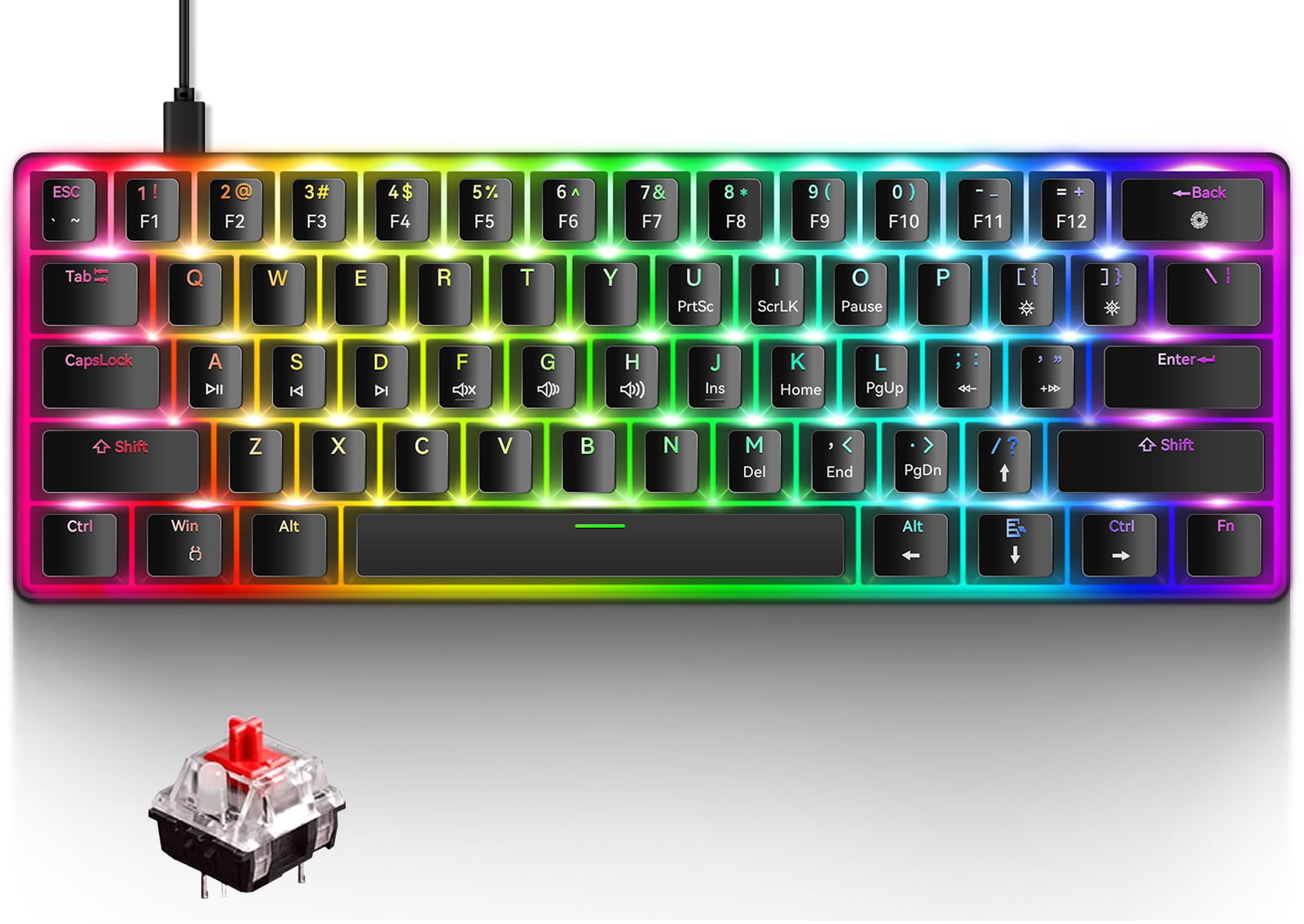 Portable 61 Keys RGB Gaming Keyboard with Red Bahrain | Ubuy
