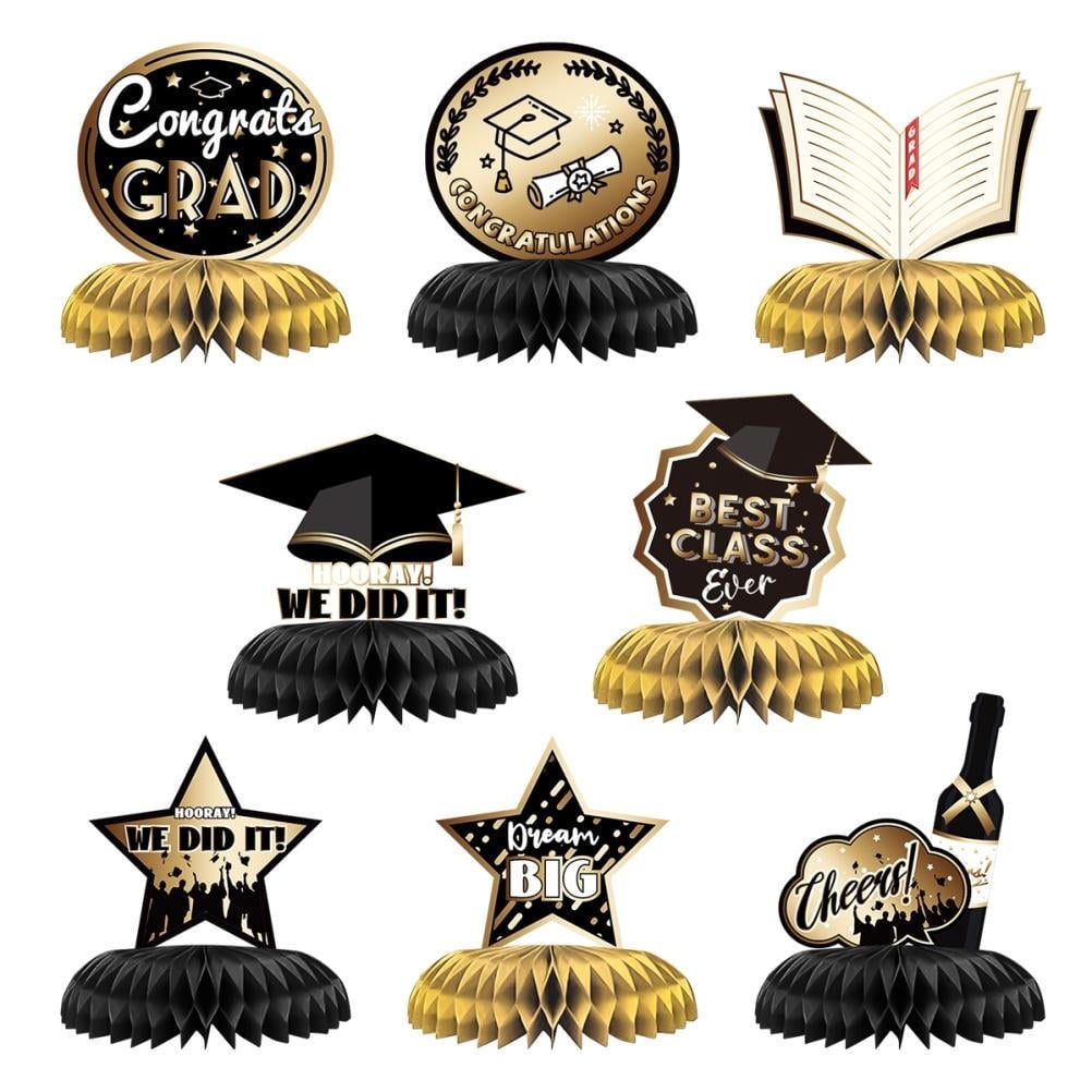 Eychin 8Pcs 2022 Graduation Party Decorations Congrats Grad Honeycomb ...