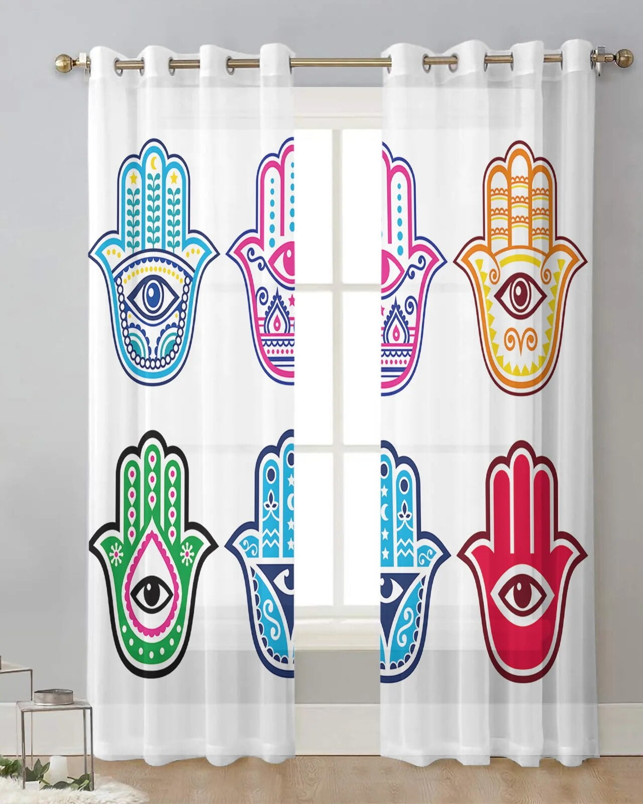 Eye Abstract Art Flower Voile Hanging Curtain Living Room Sheer Curtain ...