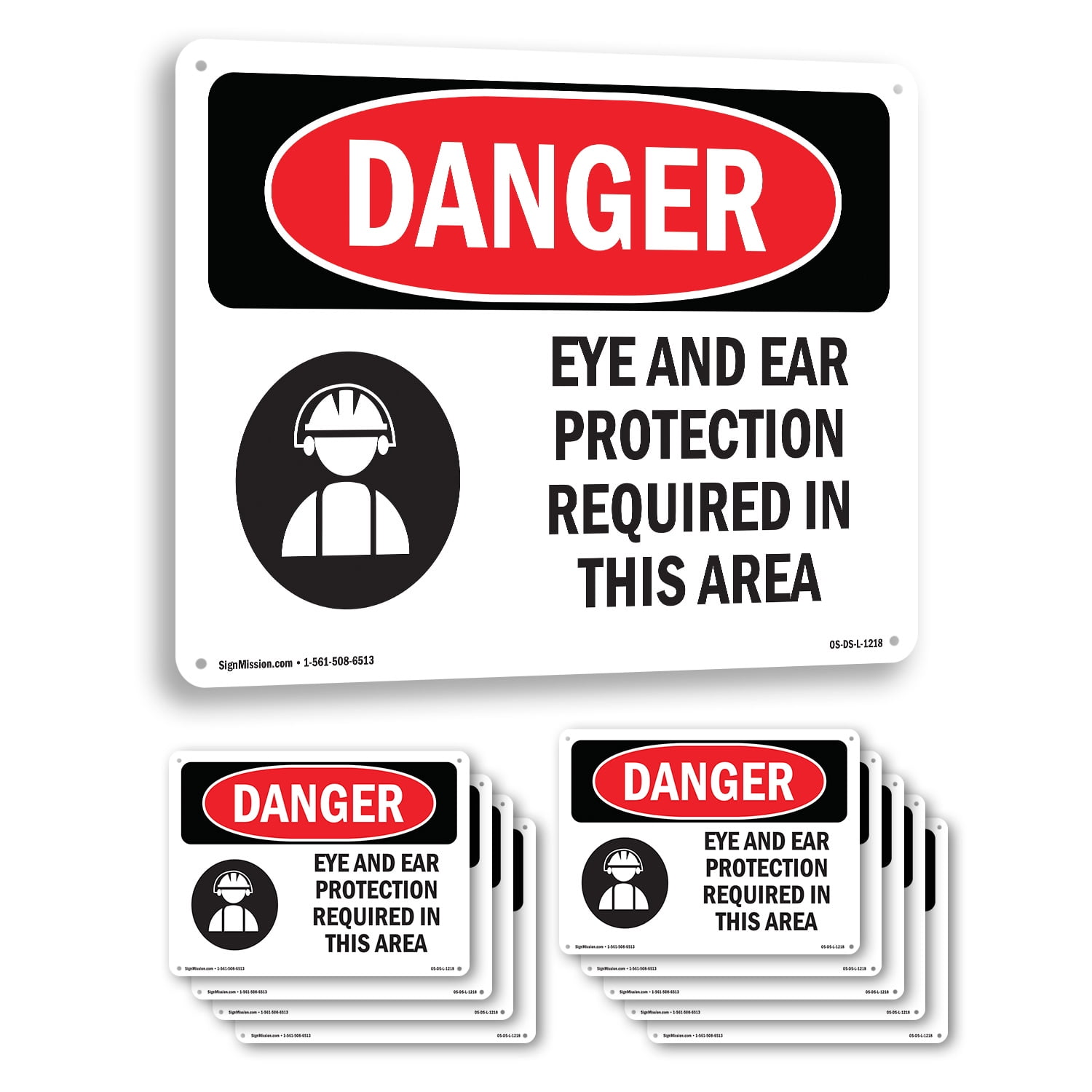 Eye And Ear Protection Required In This Area OSHA Danger Rigid Plastic ...